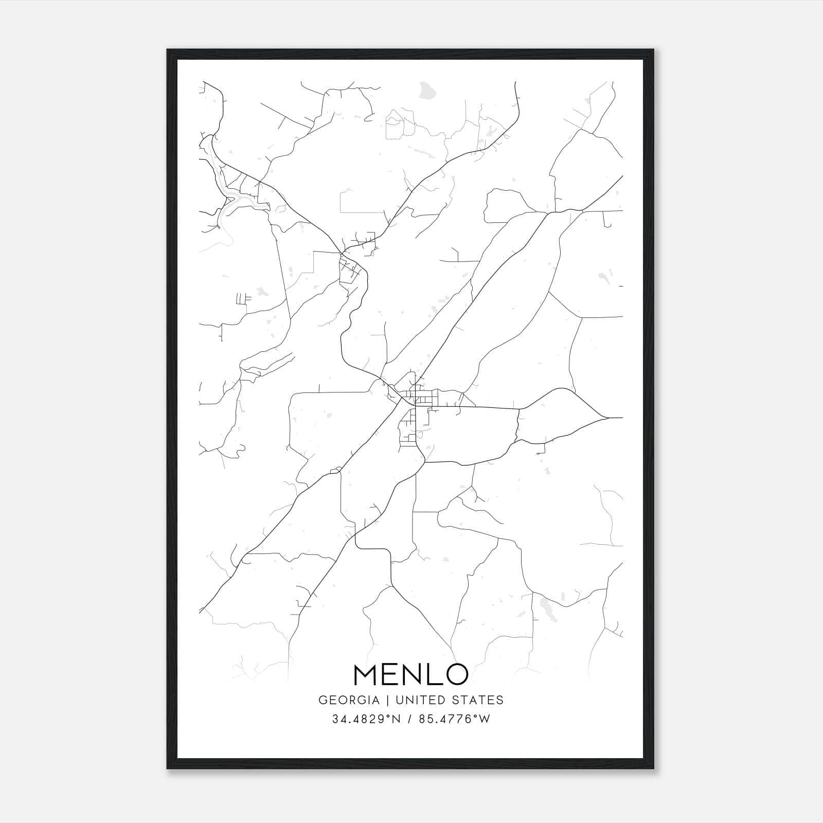 Menlo Georgia Map Poster, Modern Home Decor Wall Art Print - Custom ...