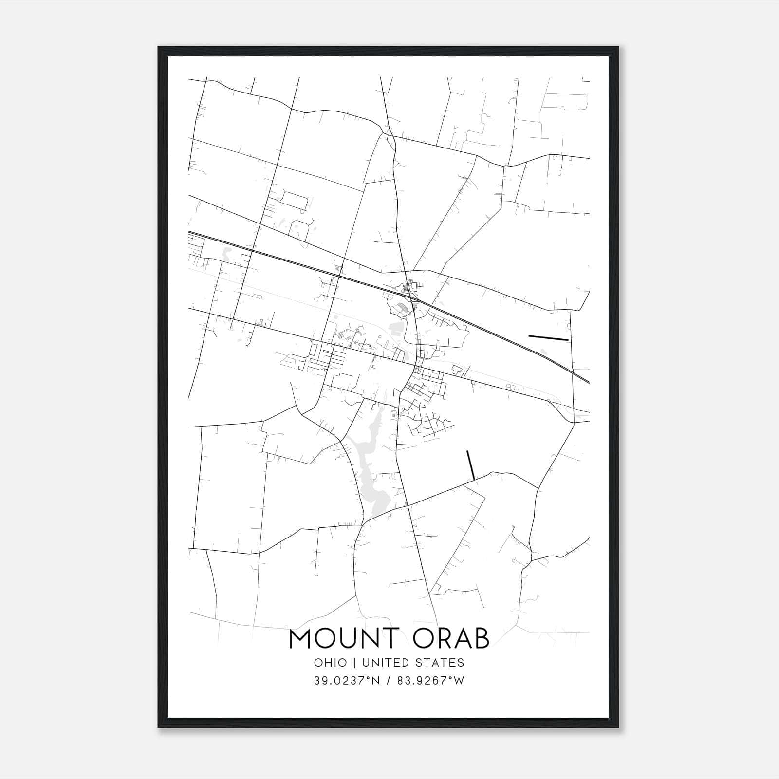 Mount Orab Ohio Map Poster, Modern Home Decor Wall Art Print - Custom ...