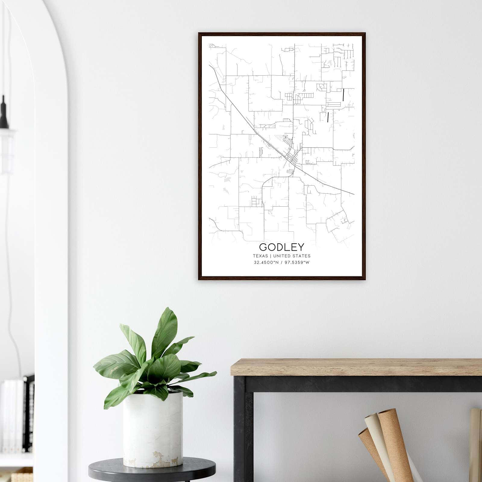 Godley Texas Map Poster, Modern Home Decor Wall Art Print - Custom Maps ...