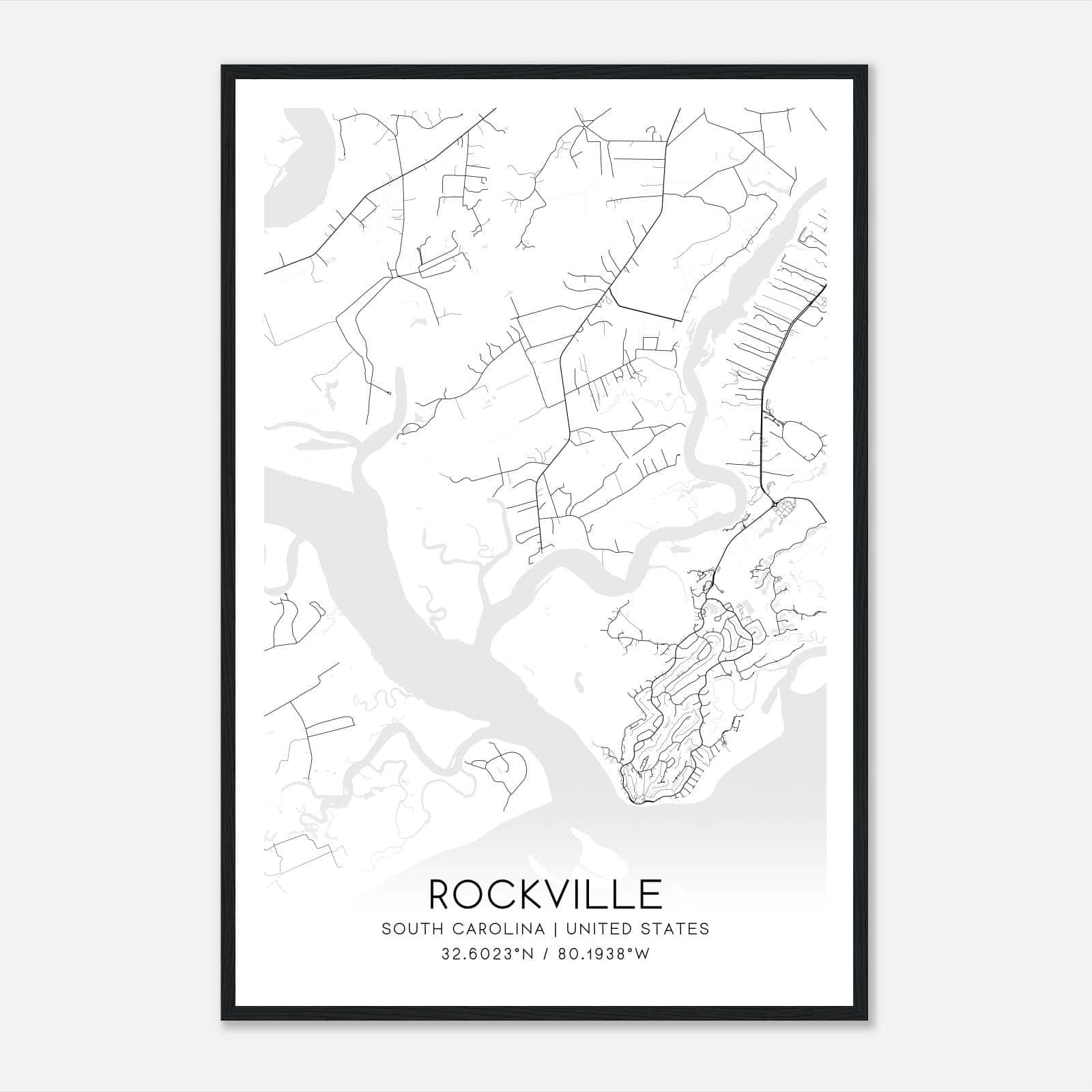 Rockville South Carolina Map Poster, Modern Home Decor Wall Art Print ...