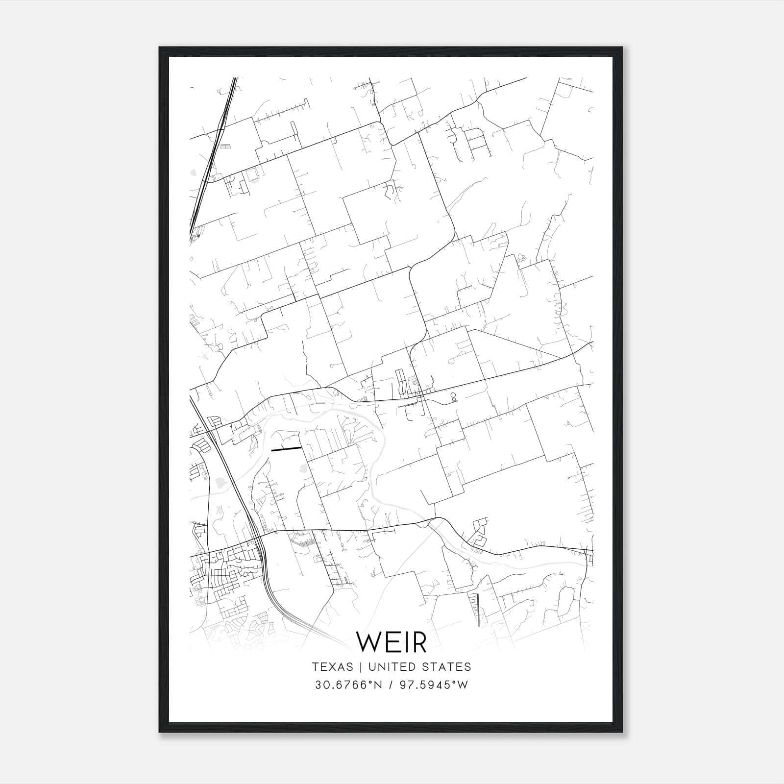 Weir Texas Map Poster, Modern Home Decor Wall Art Print - Custom Maps ...