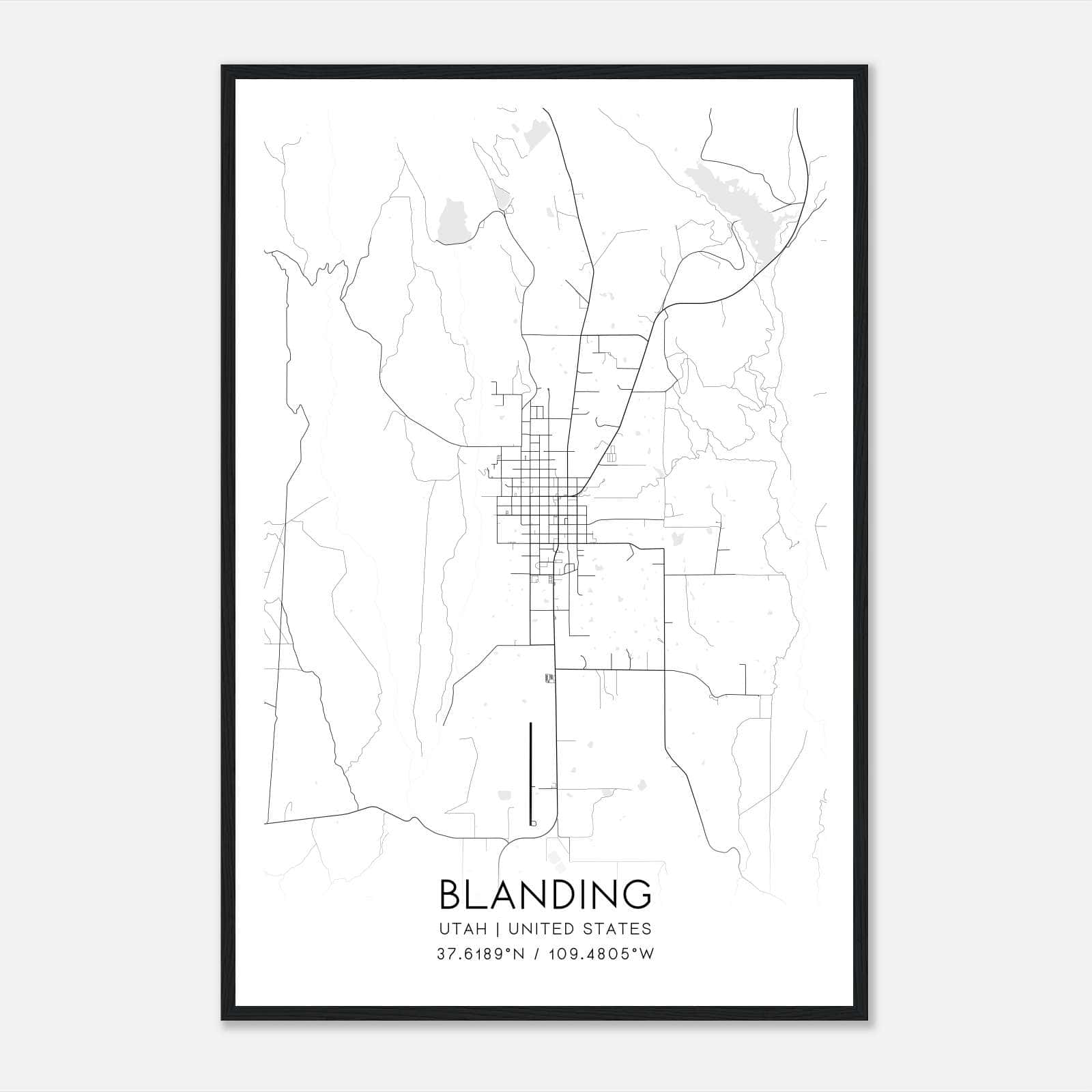 Blanding Utah Map Poster, Modern Home Decor Wall Art Print - Custom Maps & Posters