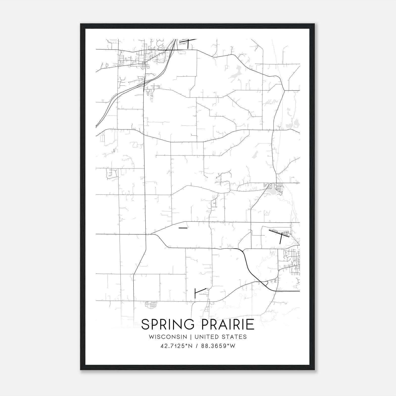 Spring Prairie Wisconsin Map Poster, Modern Home Decor Wall Art Print ...