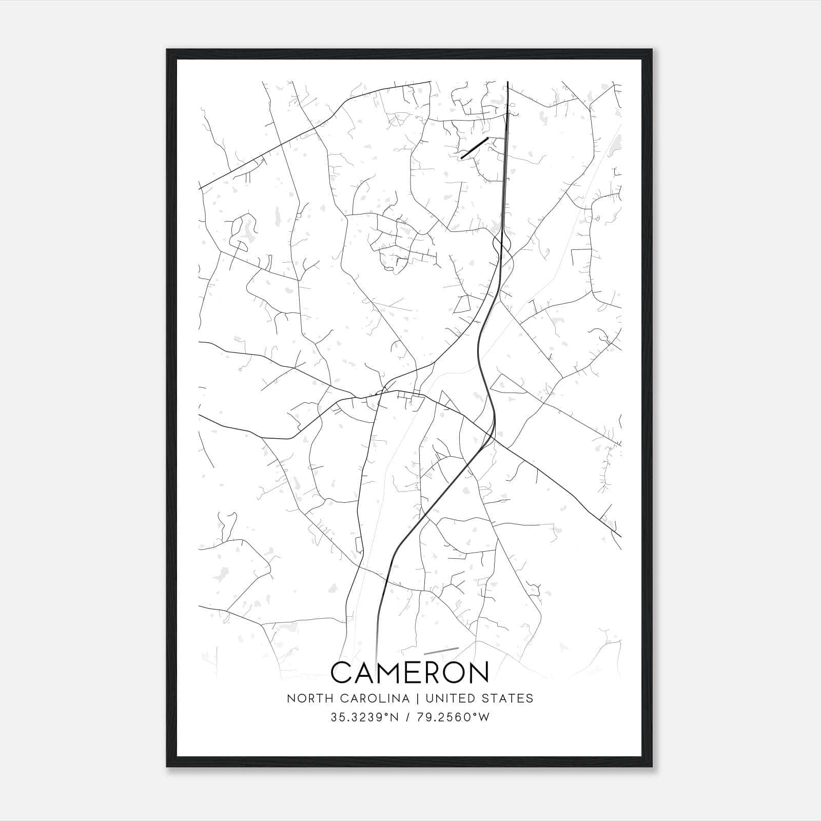 Cameron North Carolina Map Poster, Modern Home Decor Wall Art Print ...