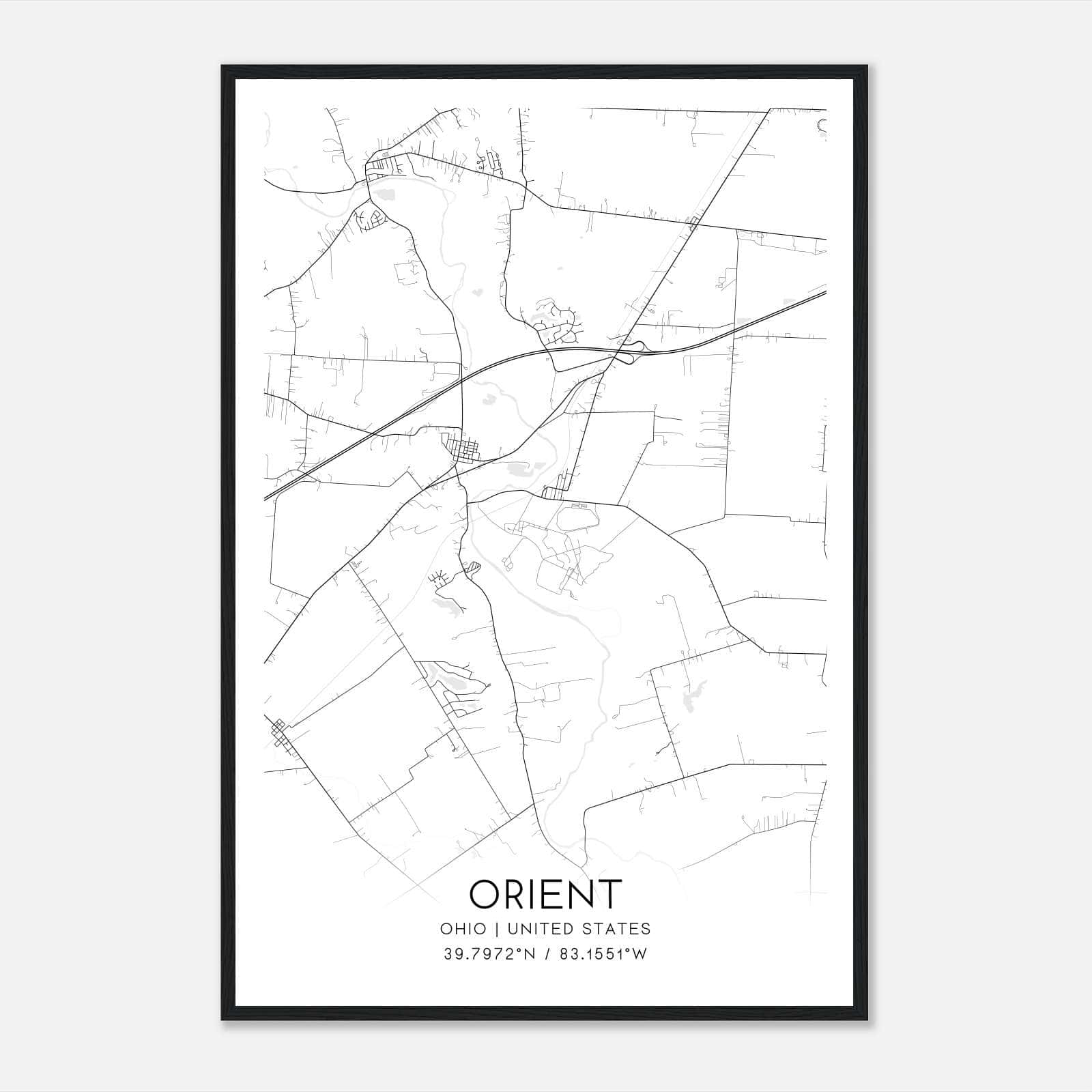 Orient Ohio Map Poster, Modern Home Decor Wall Art Print - Custom Maps ...