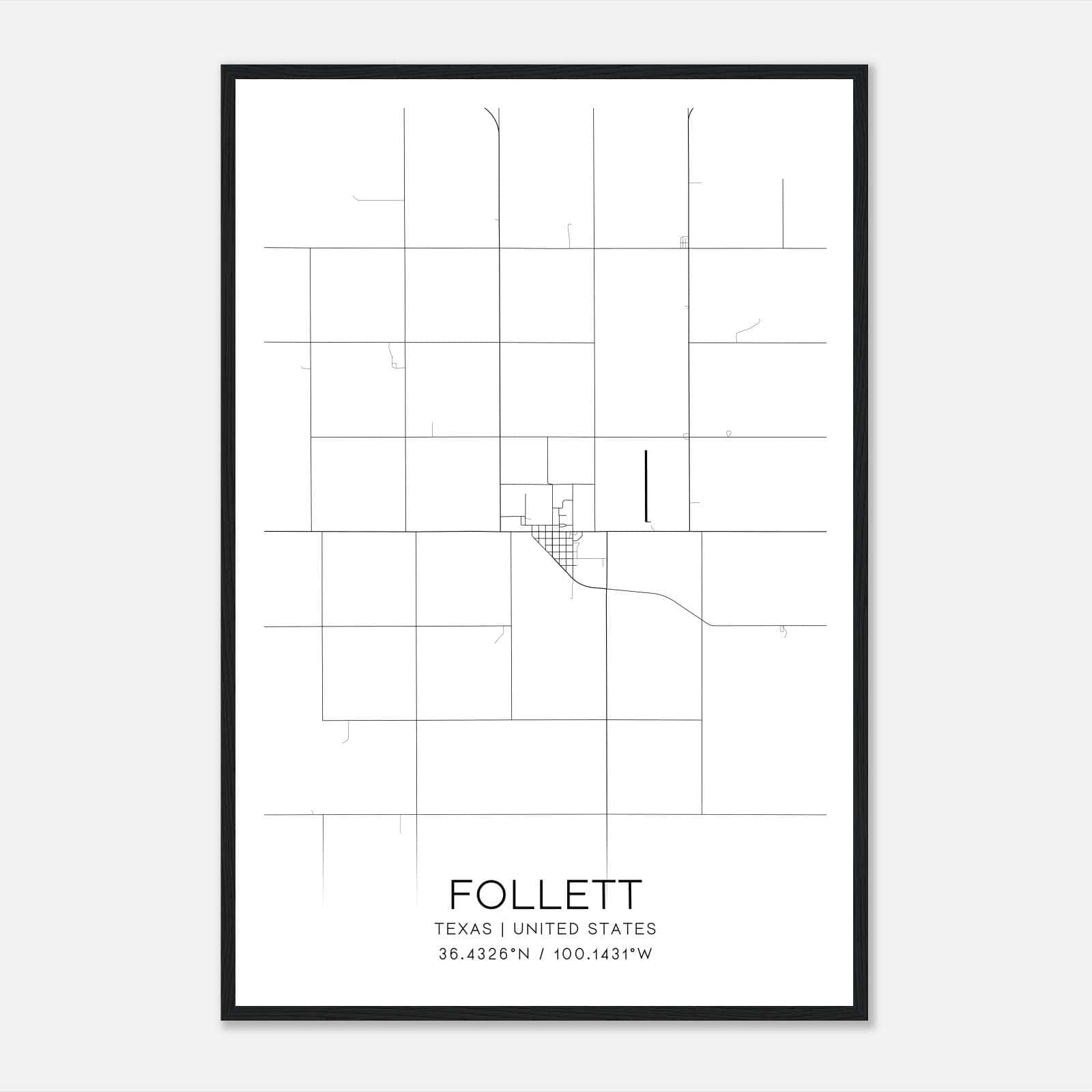 Follett Texas Map Poster, Modern Home Decor Wall Art Print - Custom ...