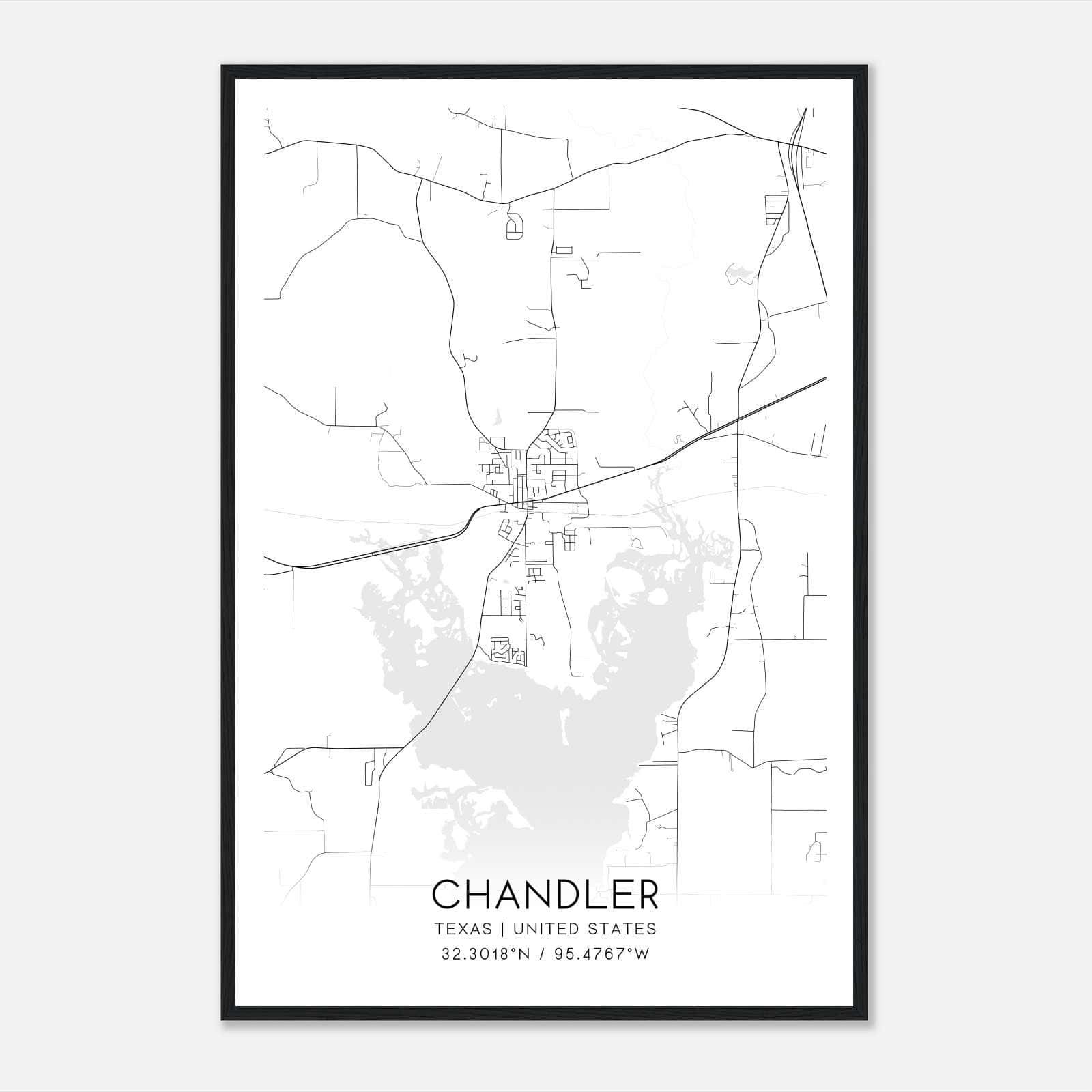 Chandler Texas Map Poster, Modern Home Decor Wall Art Print - Custom ...