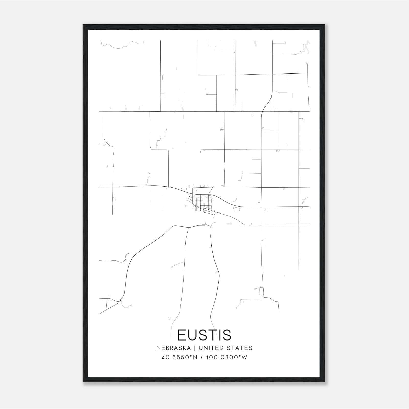 Eustis Nebraska Map Poster, Modern Home Decor Wall Art Print - Custom ...