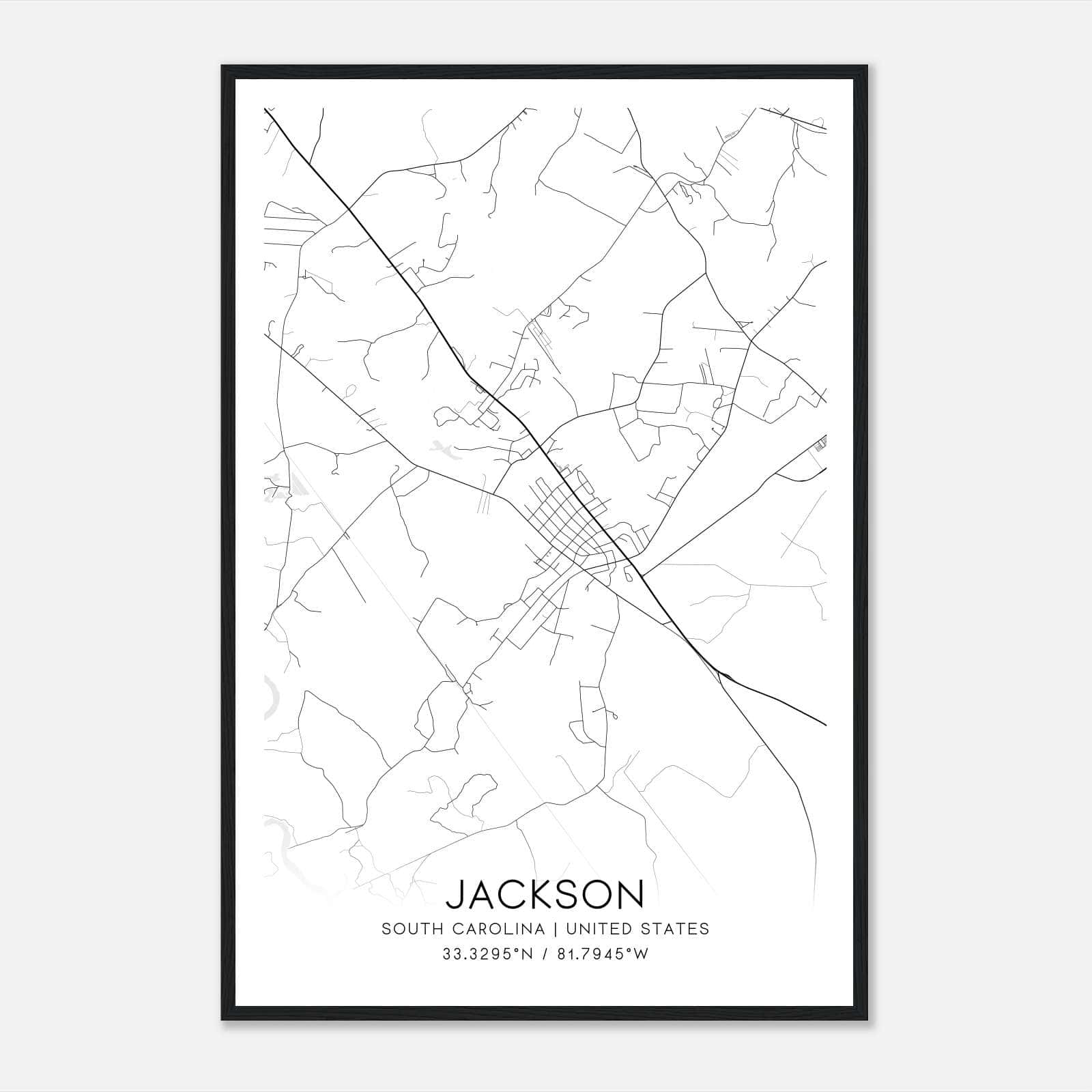 Jackson South Carolina Map Poster, Modern Home Decor Wall Art Print ...