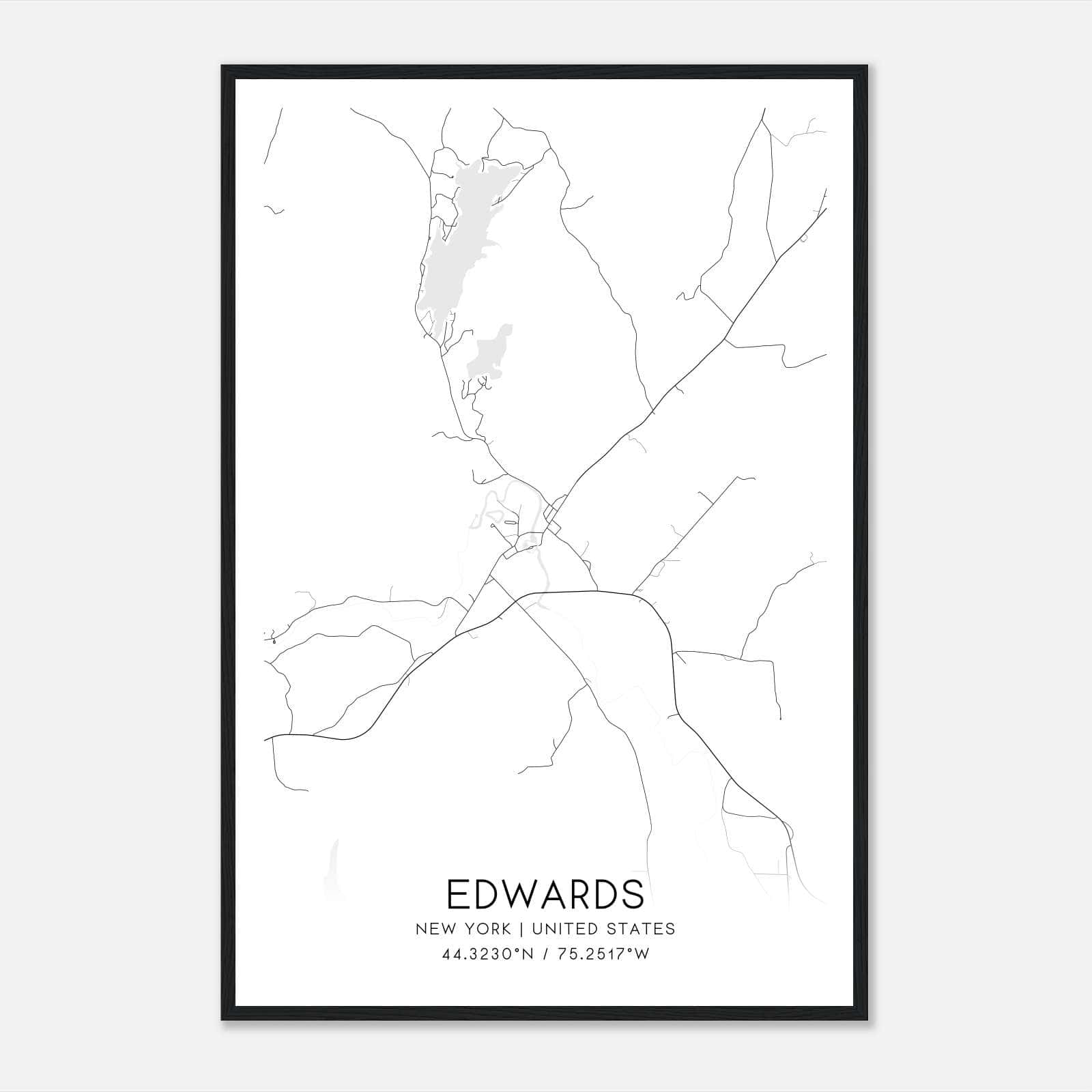 Edwards New York Map Poster Modern Home Decor Wall Art Print Custom Maps And Posters