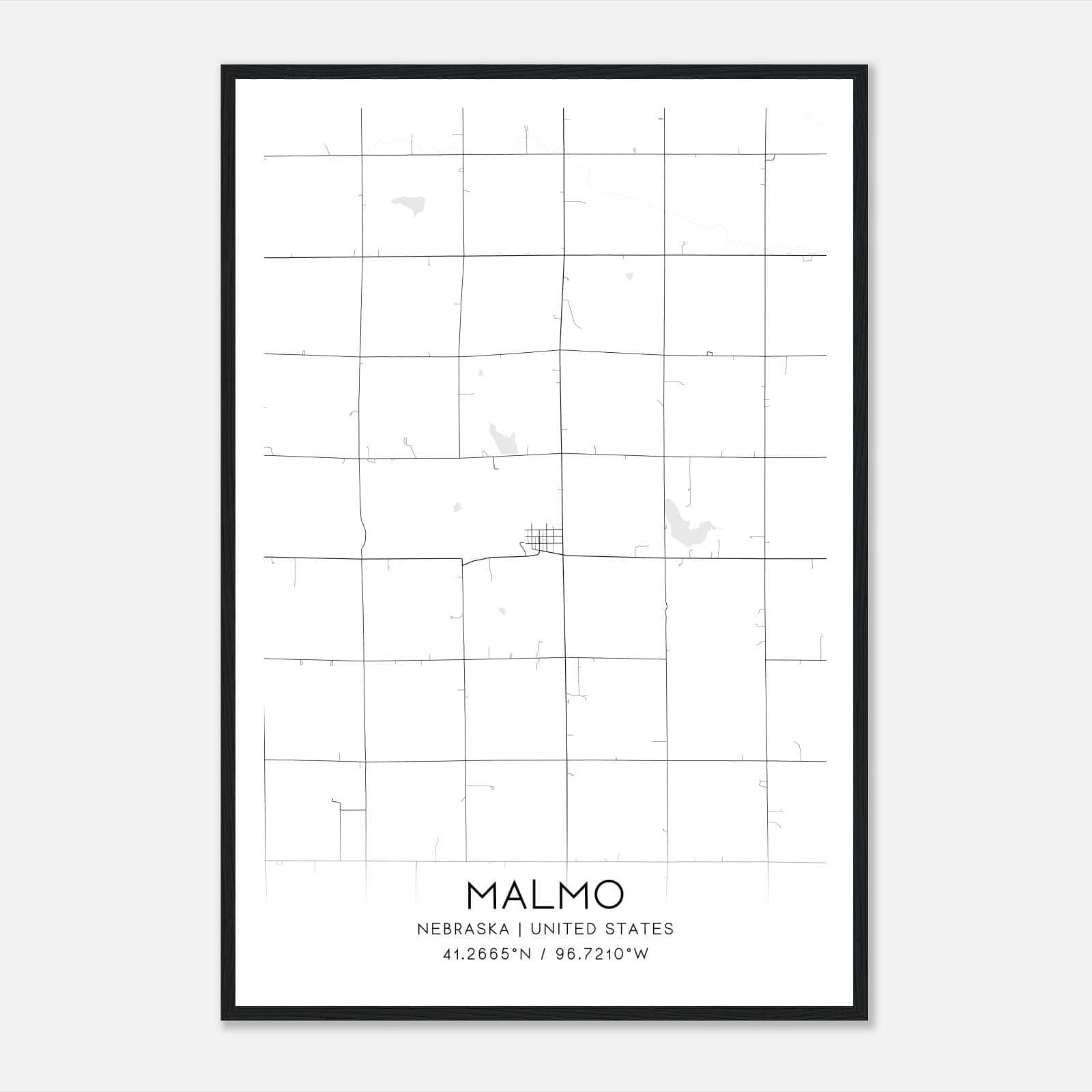 Malmo Nebraska Map Poster, Modern Home Decor Wall Art Print - Custom ...
