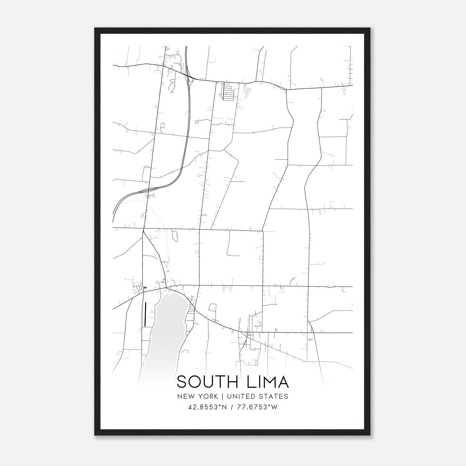 South Lima New York Map Poster, Modern Home Decor Wall Art Print ...