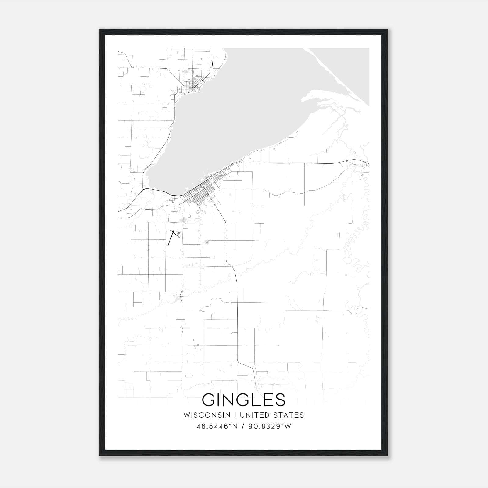 Gingles Wisconsin Map Poster, Modern Home Decor Wall Art Print - Custom ...
