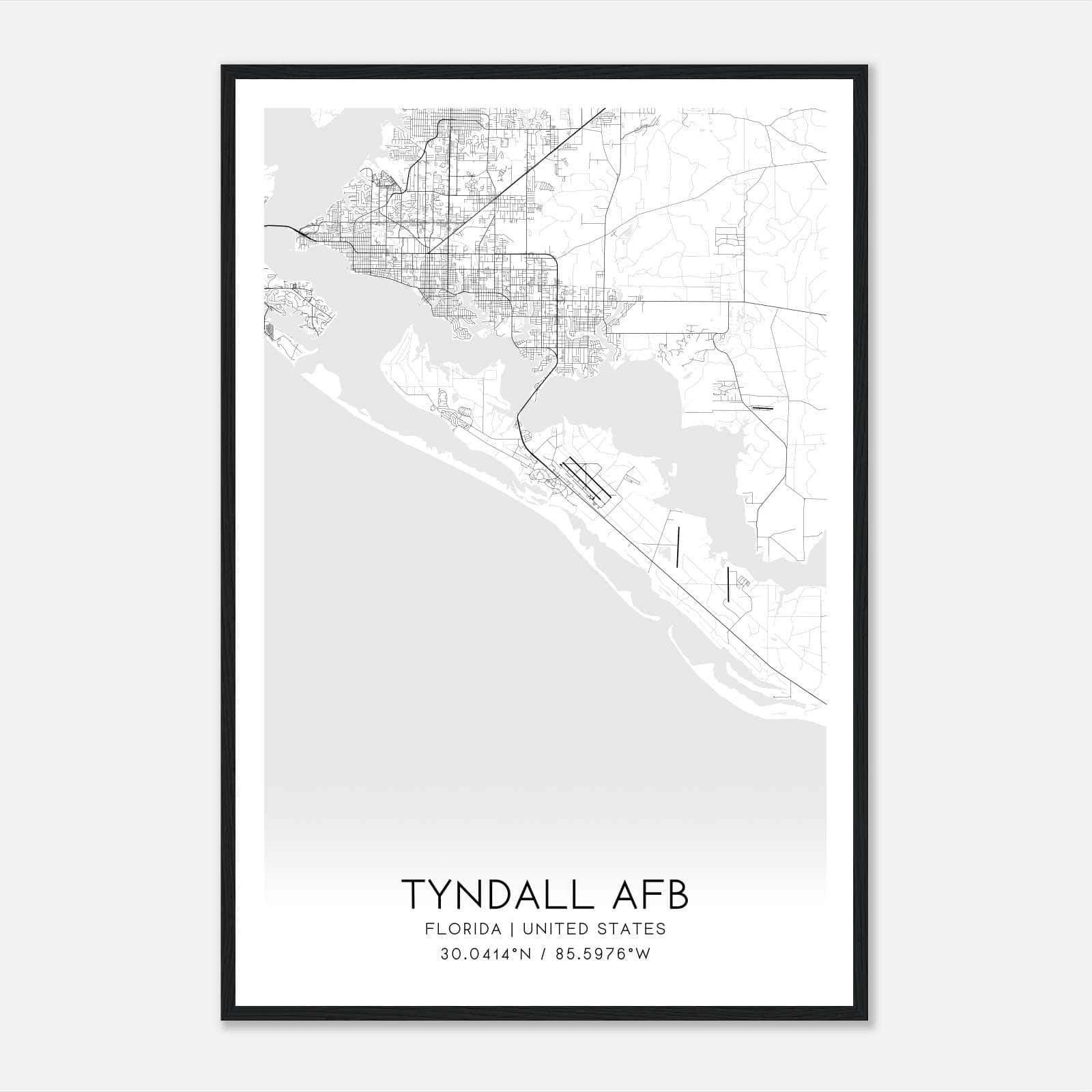 Tyndall Afb Florida Map Poster, Modern Home Decor Wall Art Print ...