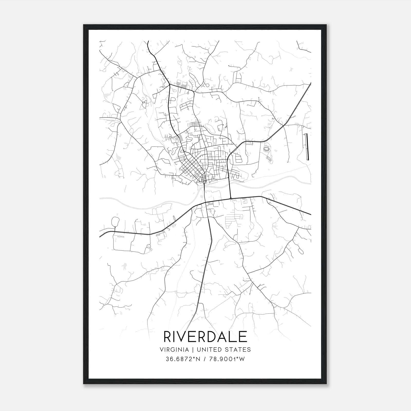 Riverdale Virginia Map Poster, Modern Home Decor Wall Art Print ...