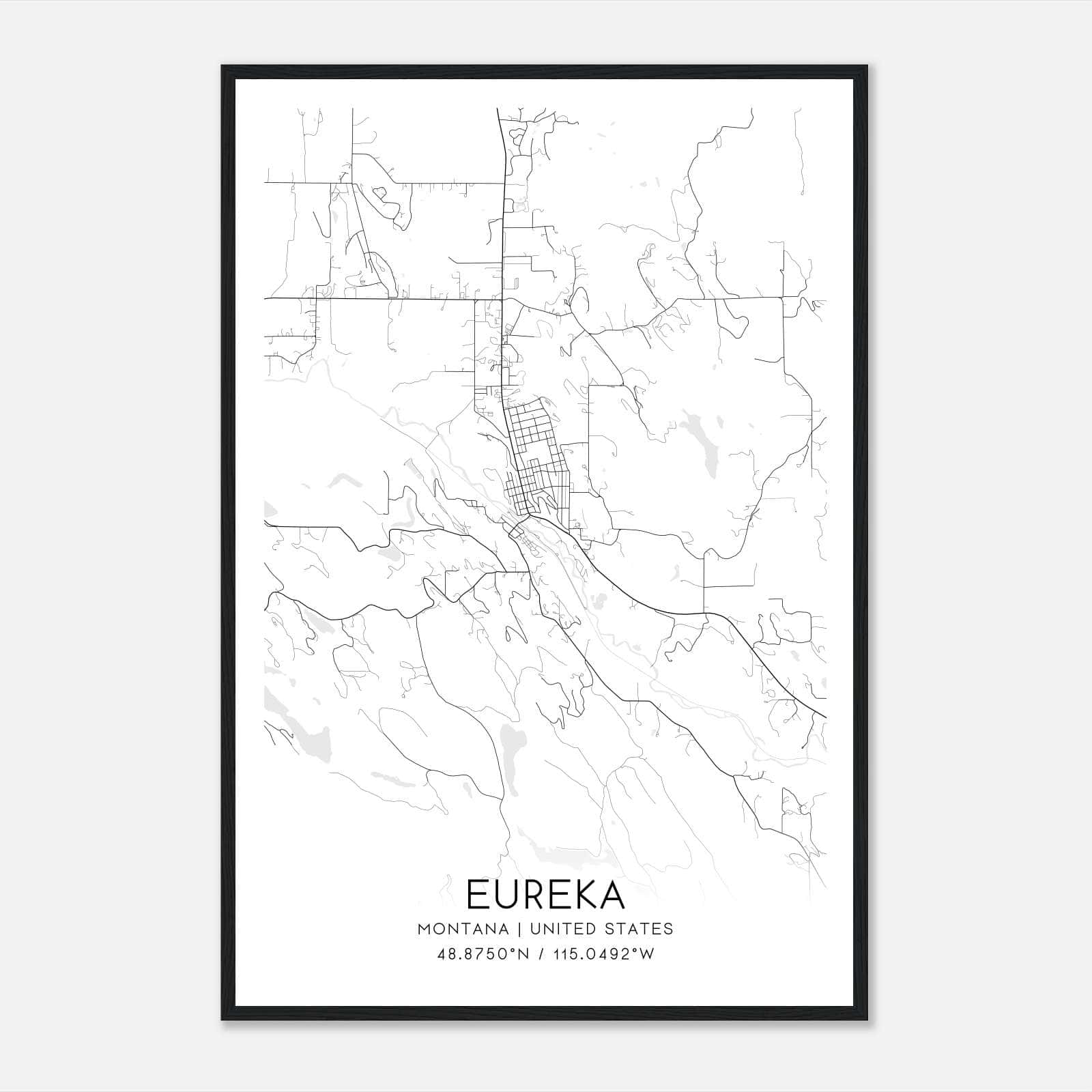 Eureka Montana Map Poster, Modern Home Decor Wall Art Print - Custom ...