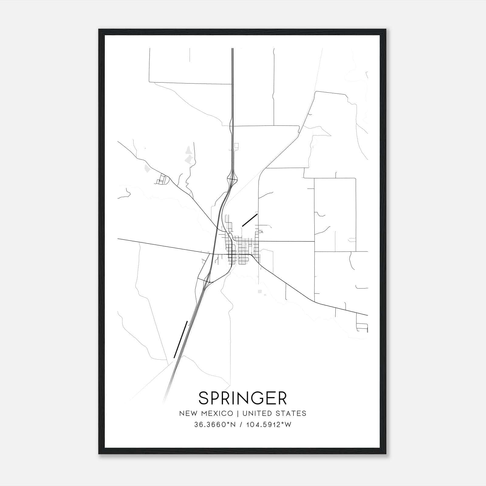 Springer New Mexico Map Poster, Modern Home Decor Wall Art Print ...