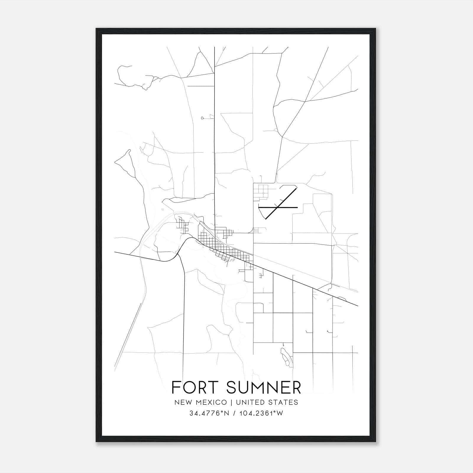 Fort Sumner New Mexico Map Poster, Modern Home Decor Wall Art Print ...