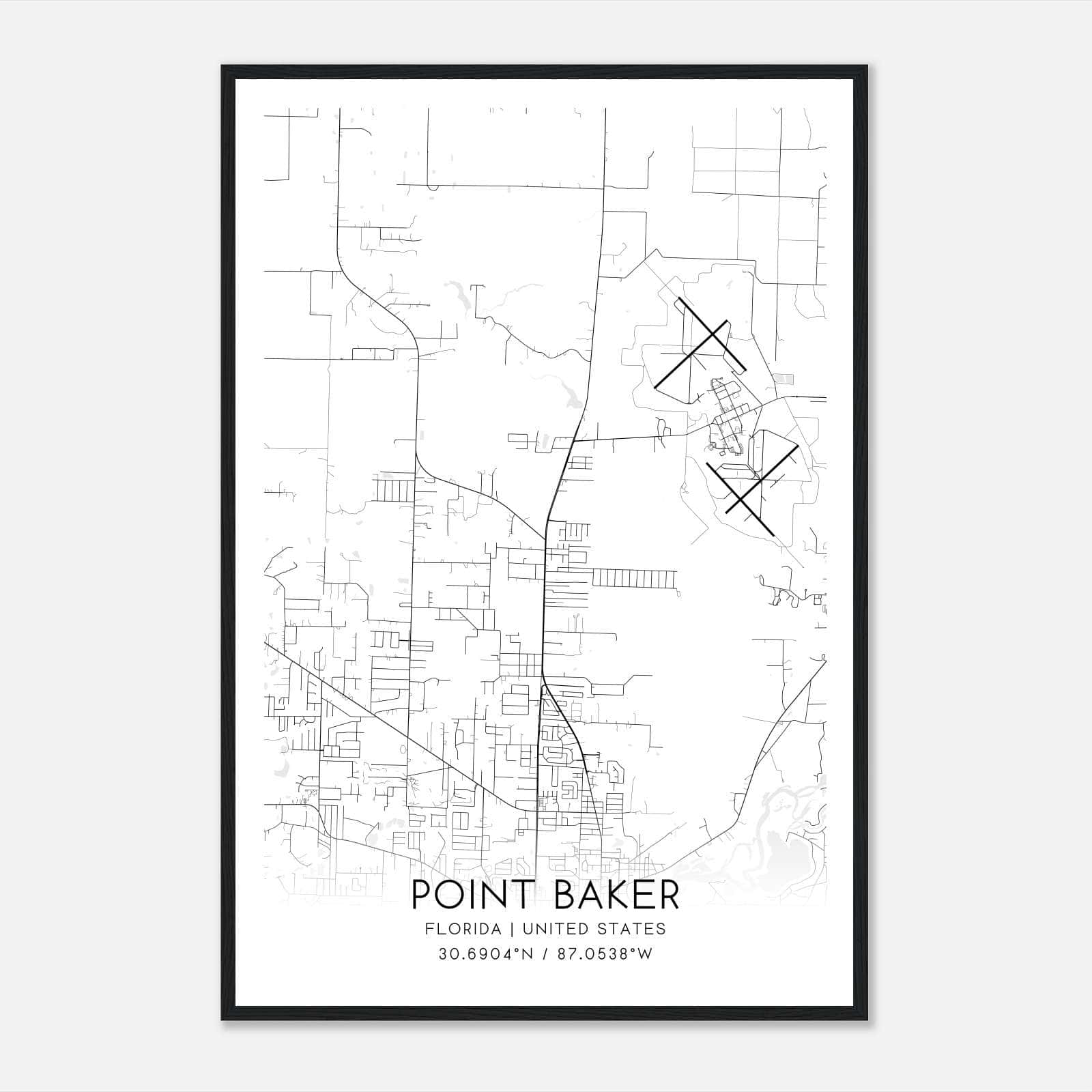 Point Baker Florida Map Poster, Modern Home Decor Wall Art Print ...