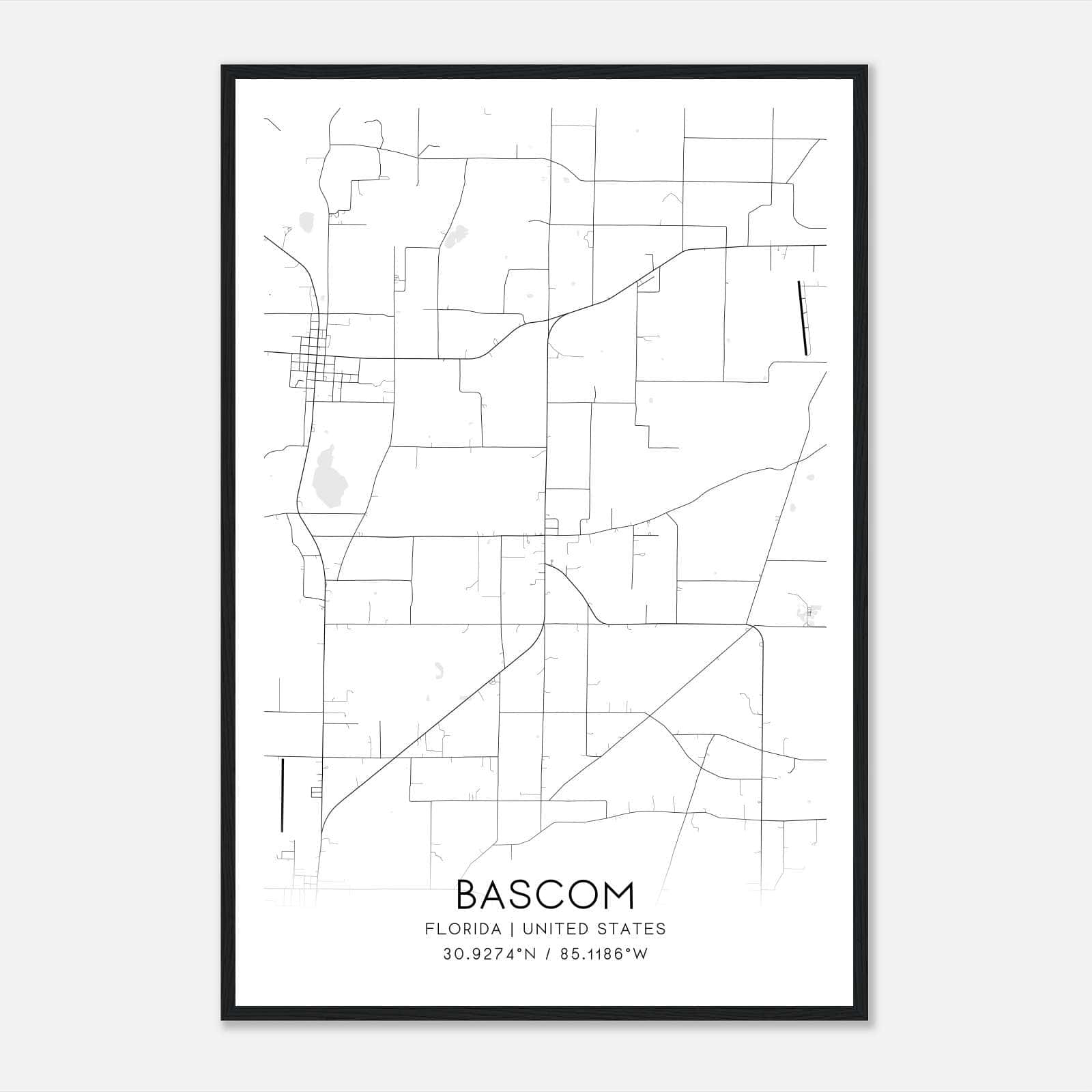 Bascom Florida Map Poster, Modern Home Decor Wall Art Print - Custom ...