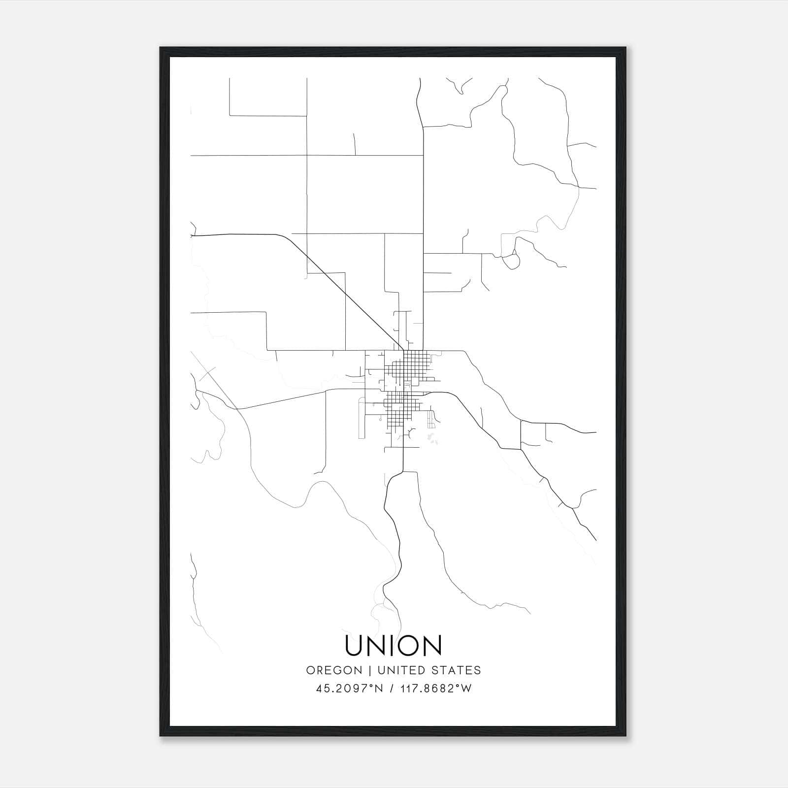 Union Oregon Map Poster, Modern Home Decor Wall Art Print - Custom Maps ...