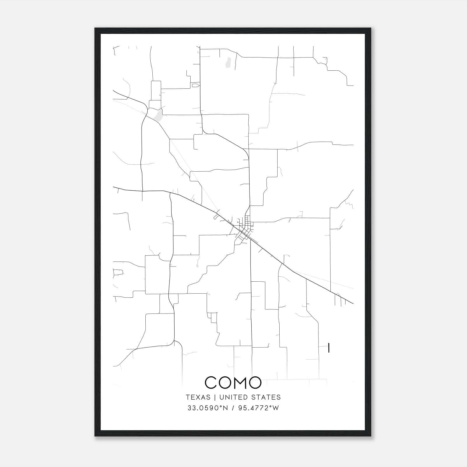 Como Texas Map Poster, Modern Home Decor Wall Art Print - Custom Maps ...