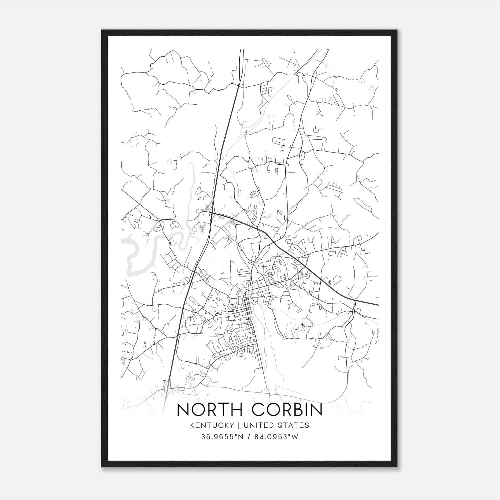 North Corbin Kentucky Map Poster, Modern Home Decor Wall Art Print ...