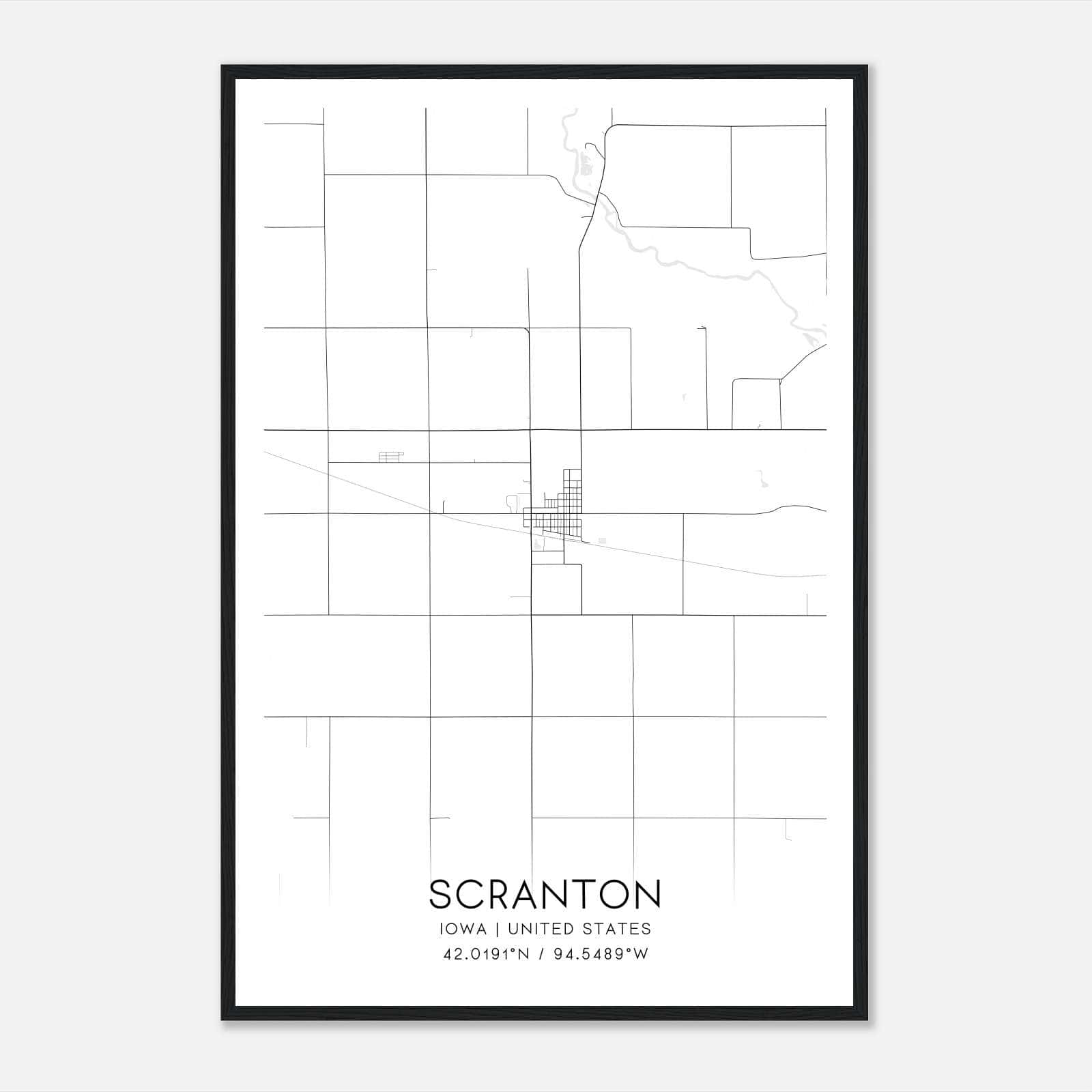 Scranton Iowa Map Poster, Modern Home Decor Wall Art Print - Custom ...