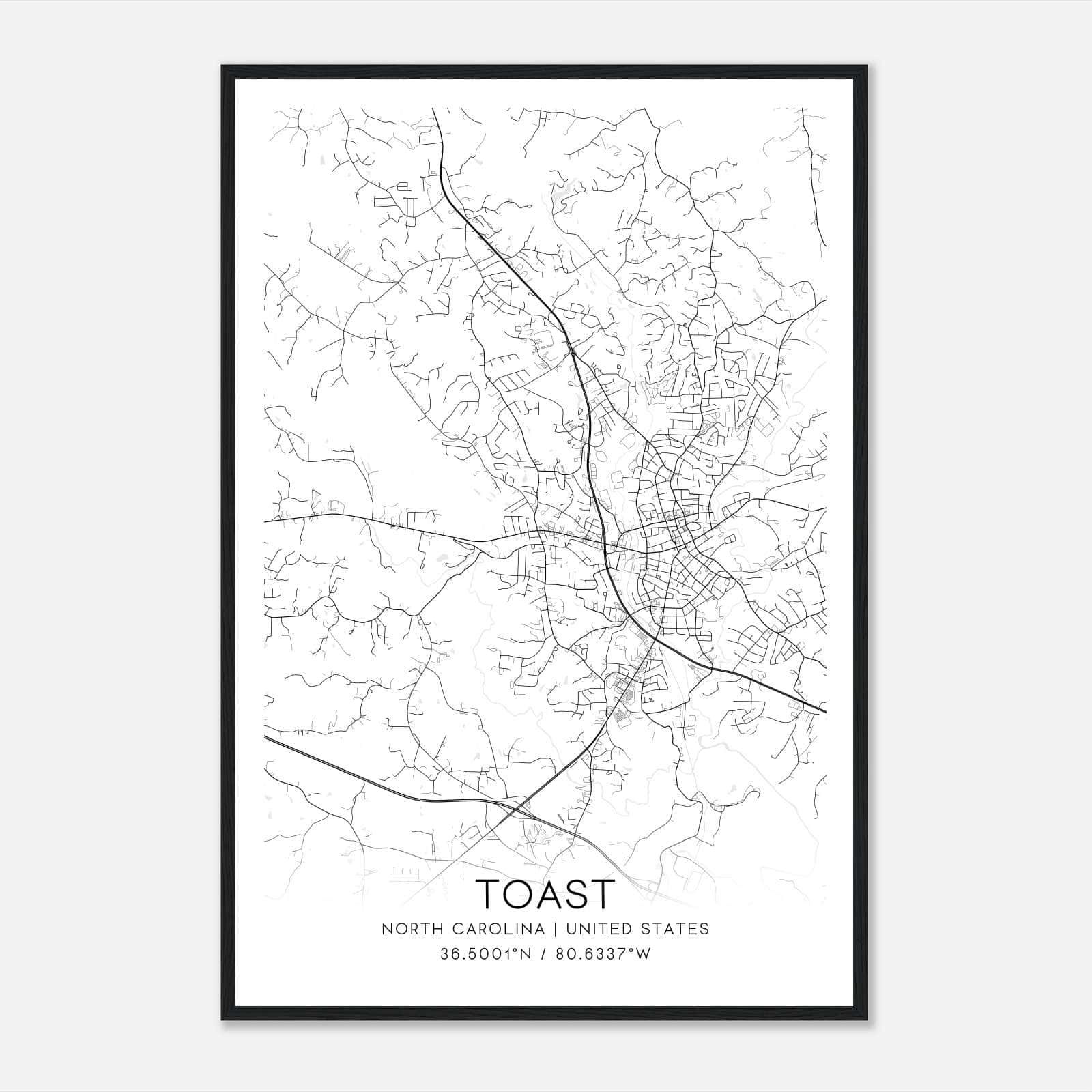 Toast North Carolina Map Poster, Modern Home Decor Wall Art Print ...