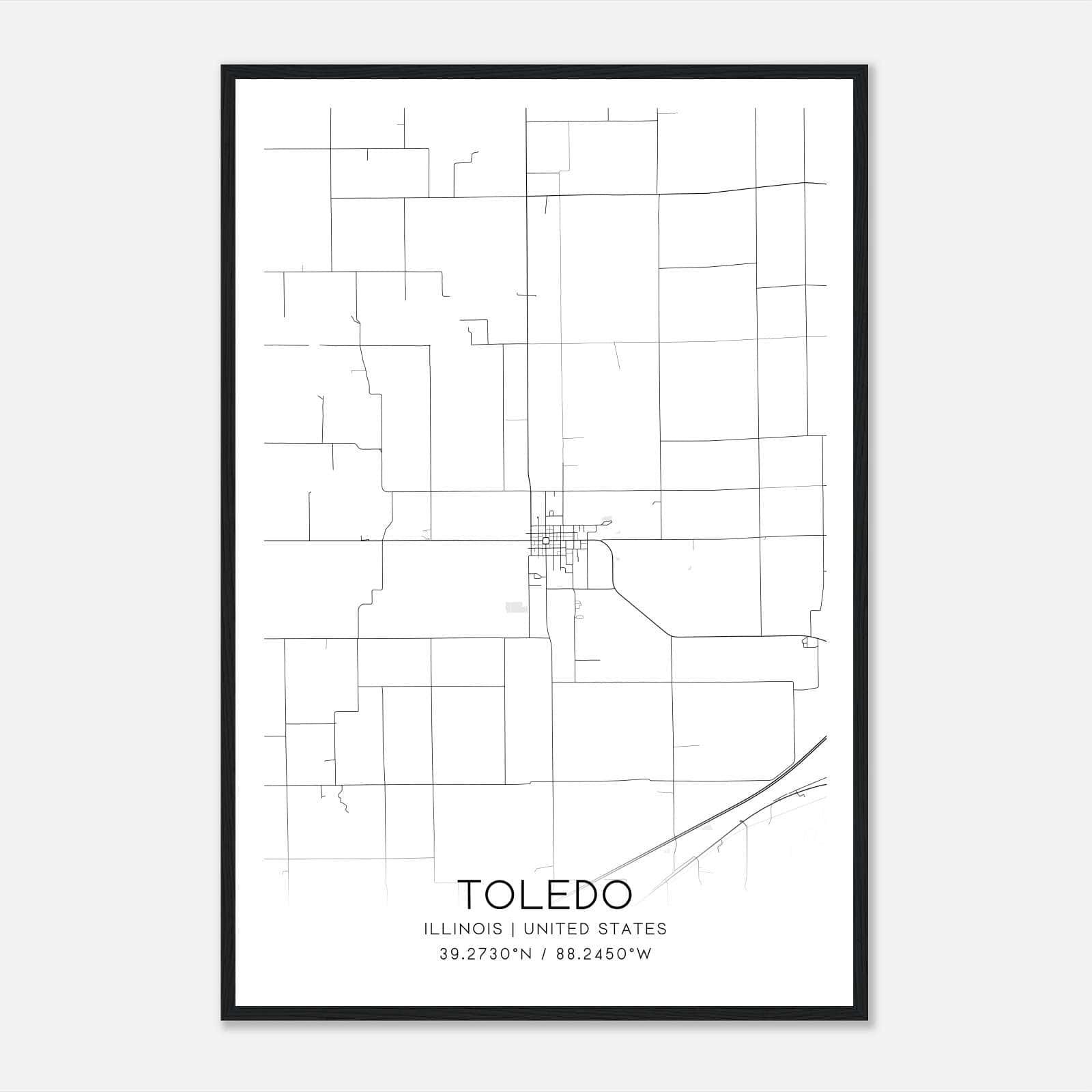 Toledo Illinois Map Poster, Modern Home Decor Wall Art Print - Custom ...
