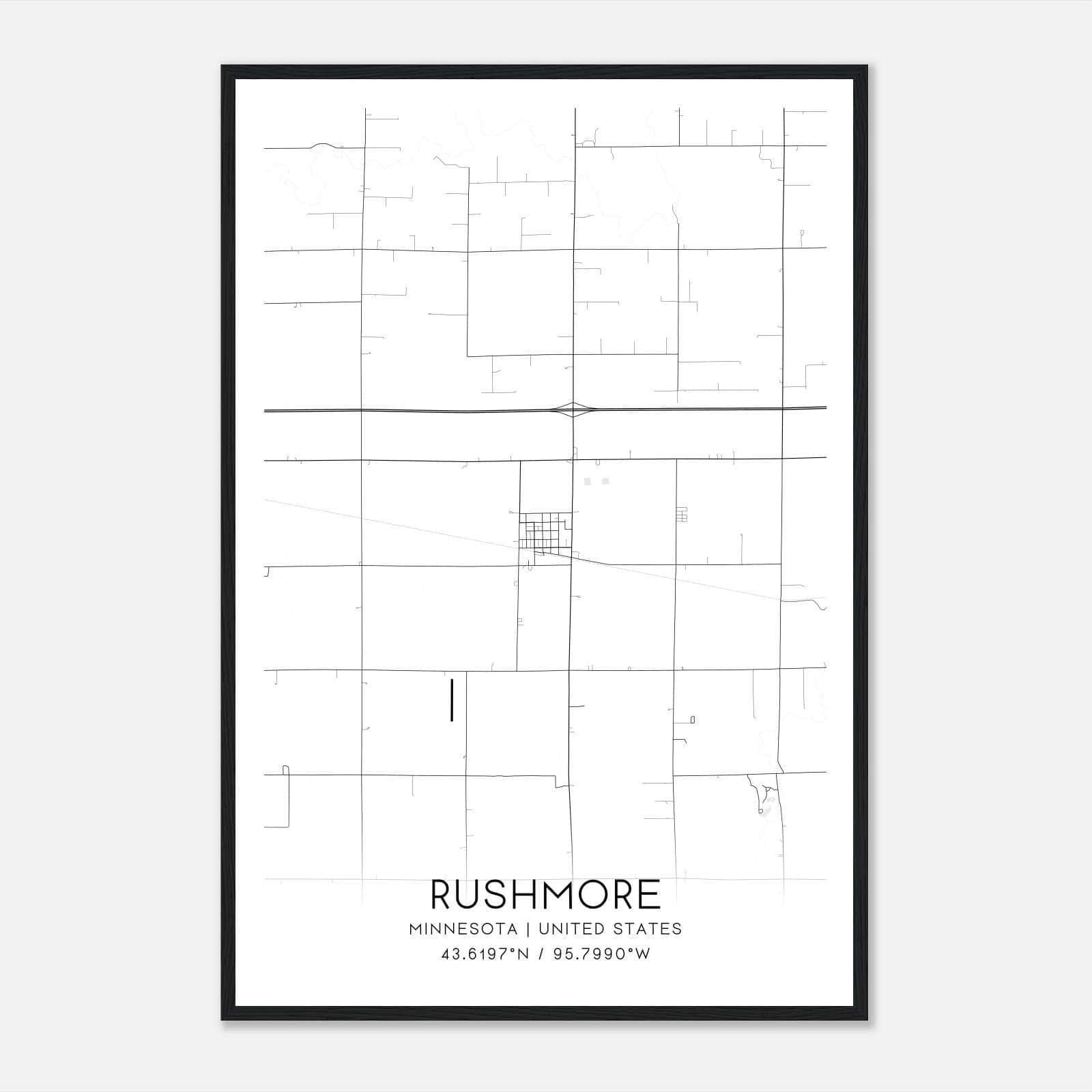 Rushmore Minnesota Map Poster, Modern Home Decor Wall Art Print - Custom Maps & Posters