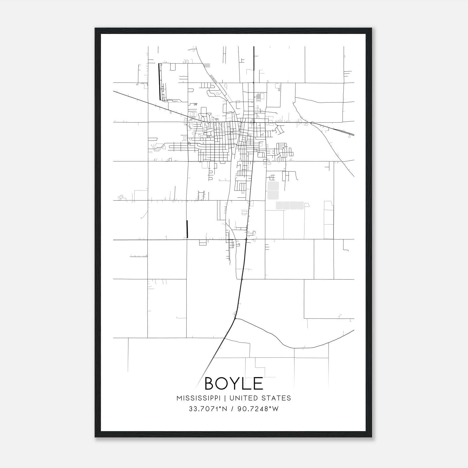 Boyle Mississippi Map Poster, Modern Home Decor Wall Art Print - Custom ...