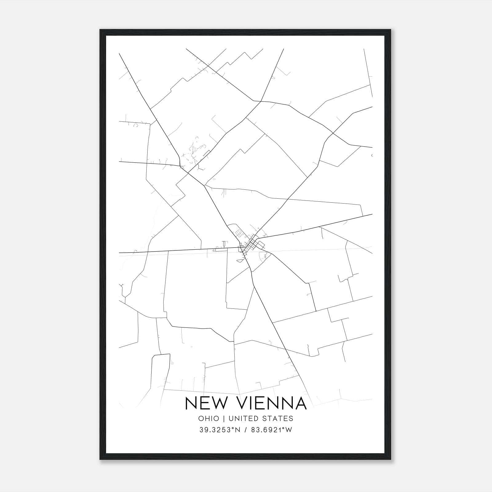 New Vienna Ohio Map Poster, Modern Home Decor Wall Art Print - Custom ...