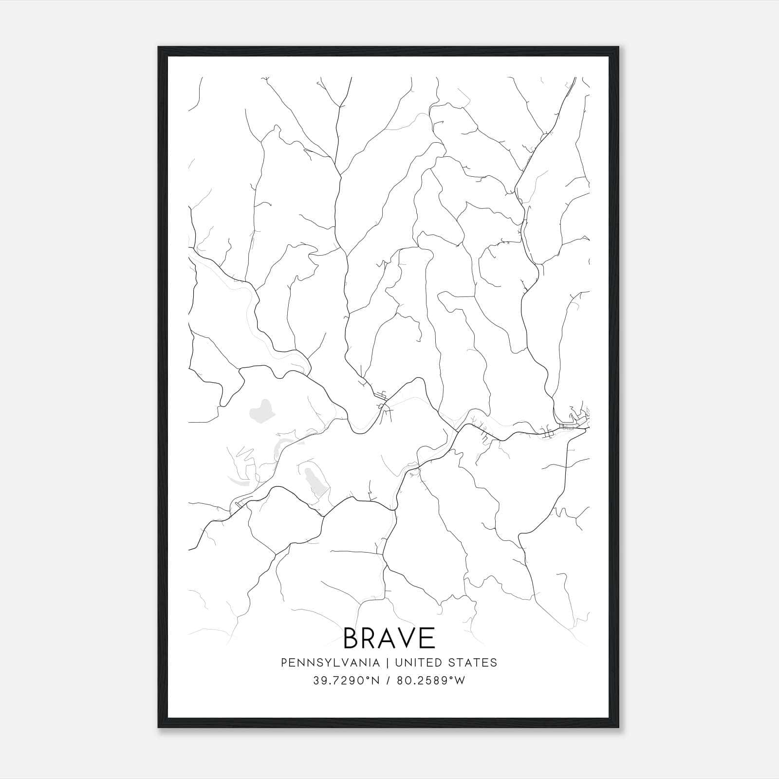 Brave Pennsylvania Map Poster, Modern Home Decor Wall Art Print ...