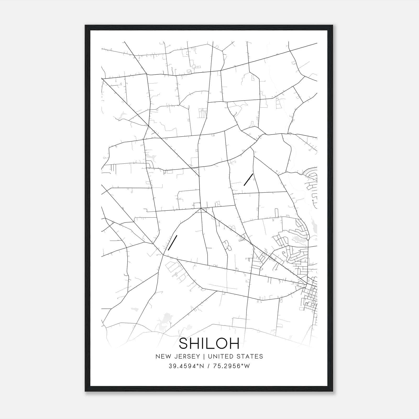 Shiloh New Jersey Map Poster, Modern Home Decor Wall Art Print - Custom ...