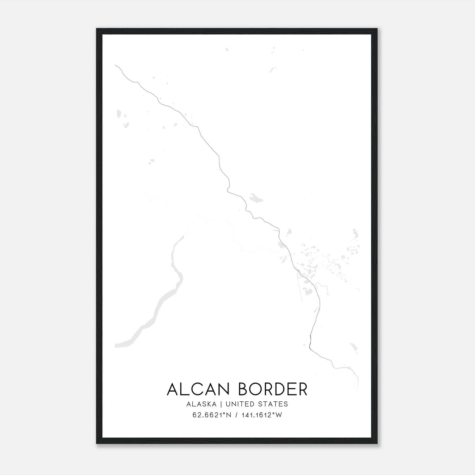 Alcan Border Alaska Map Poster, Modern Home Decor Wall Art Print ...