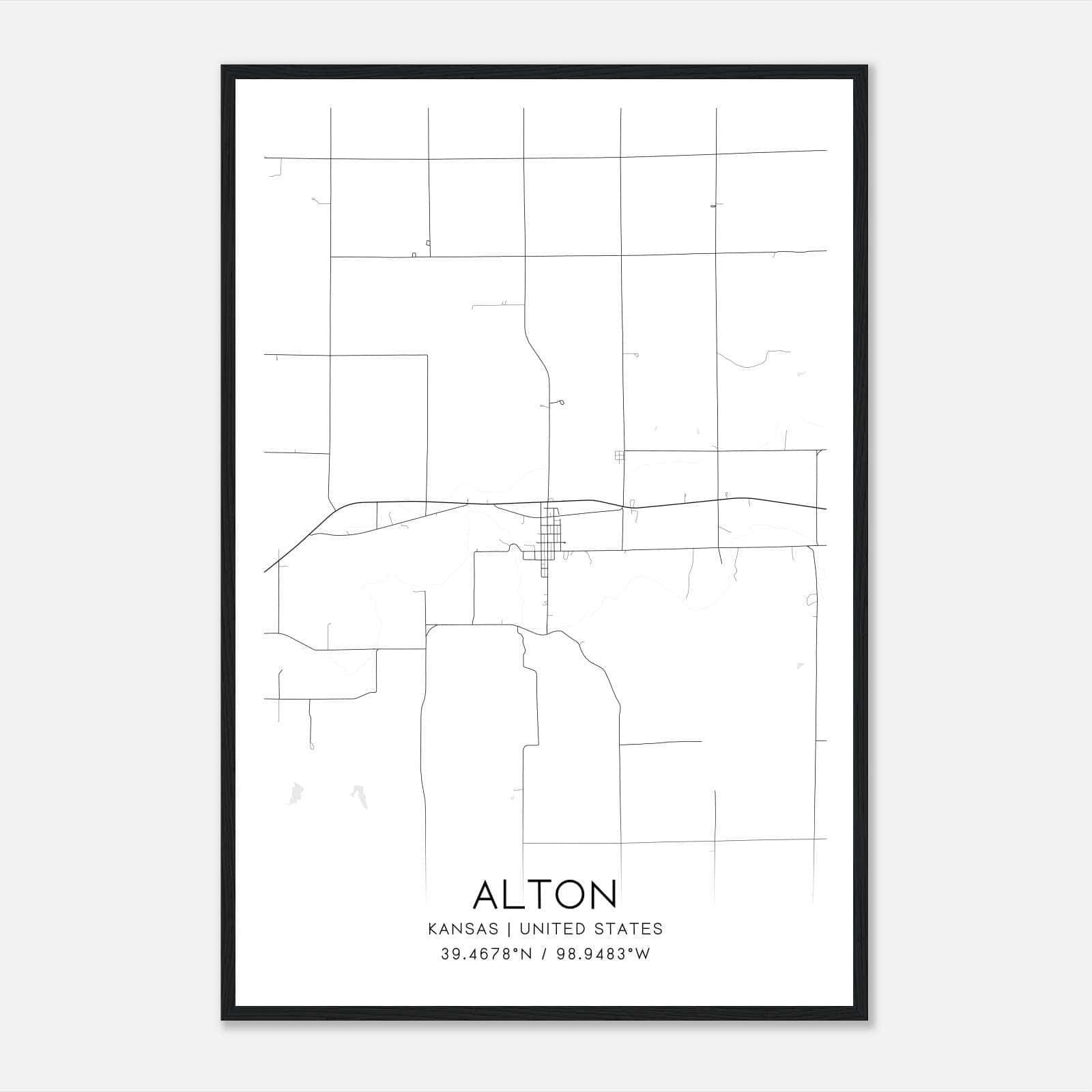 Alton Kansas Map Poster, Modern Home Decor Wall Art Print - Custom Maps ...