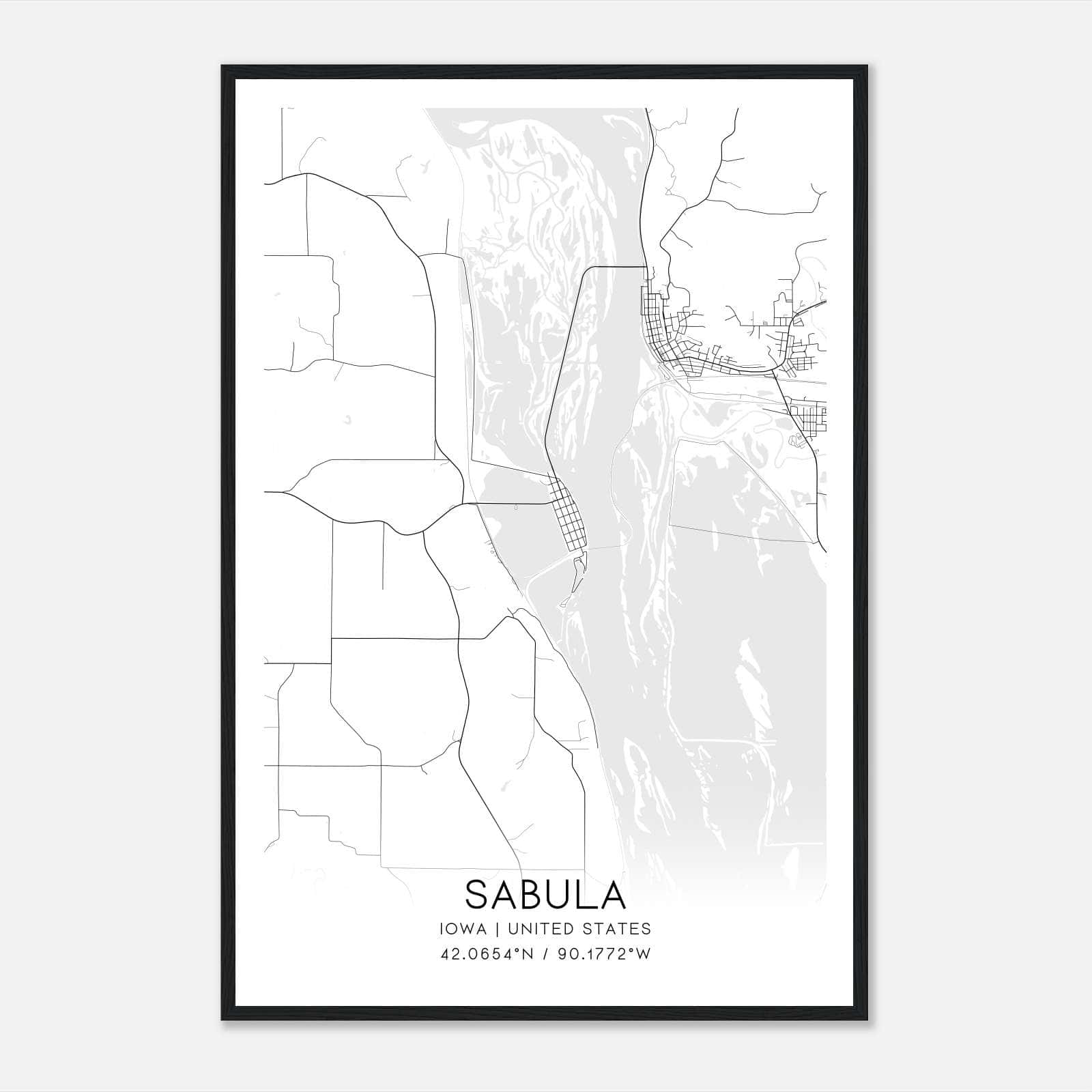 Sabula Iowa Map Poster, Modern Home Decor Wall Art Print - Custom Maps ...