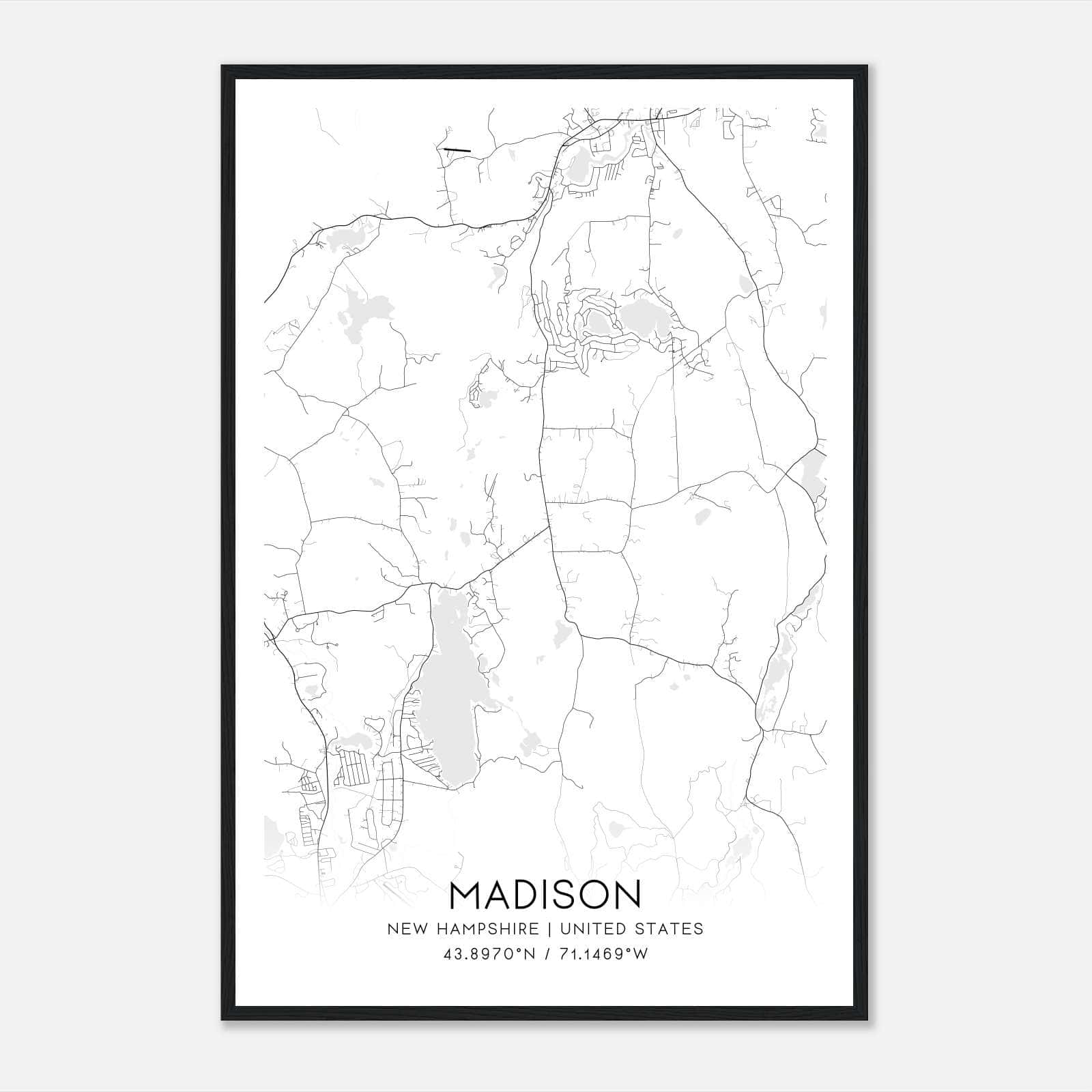 Madison New Hampshire Map Poster, Modern Home Decor Wall Art Print ...