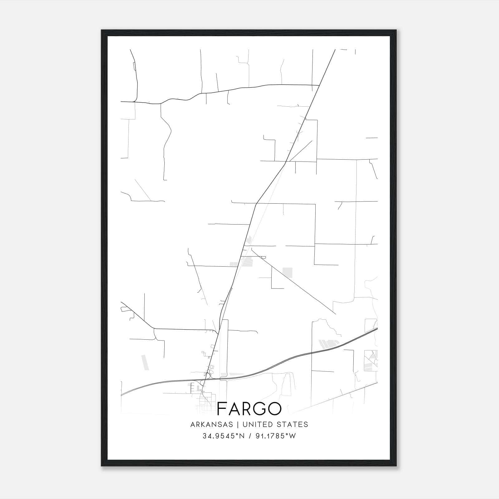 Fargo Arkansas Map Poster, Modern Home Decor Wall Art Print - Custom ...