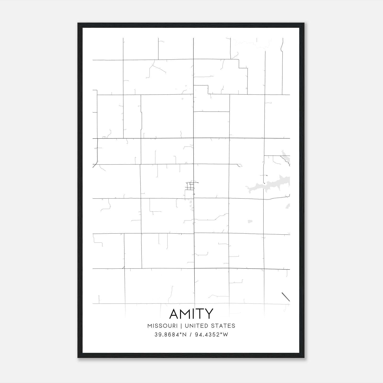 Amity Missouri Map Poster, Modern Home Decor Wall Art Print - Custom ...