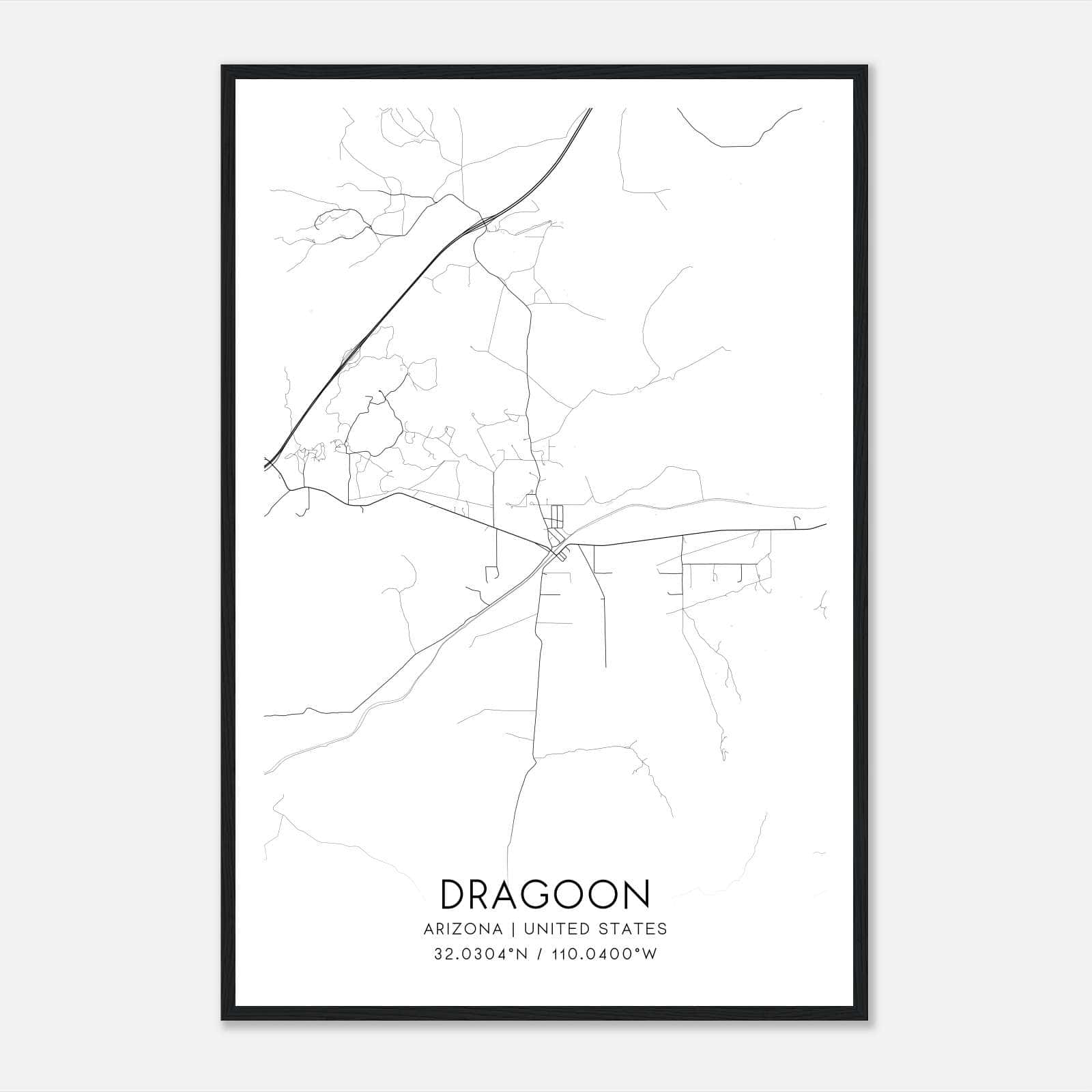 Dragoon Arizona Map Poster, Modern Home Decor Wall Art Print - Custom ...