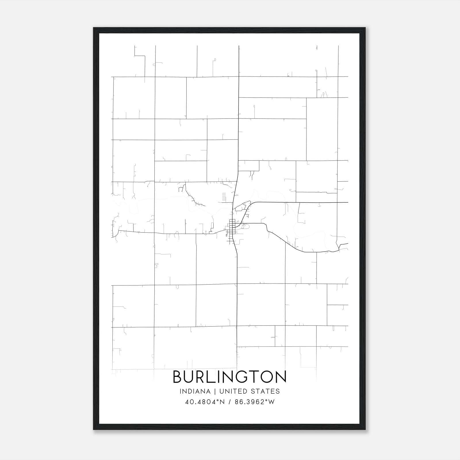 Burlington Indiana Map Poster, Modern Home Decor Wall Art Print ...