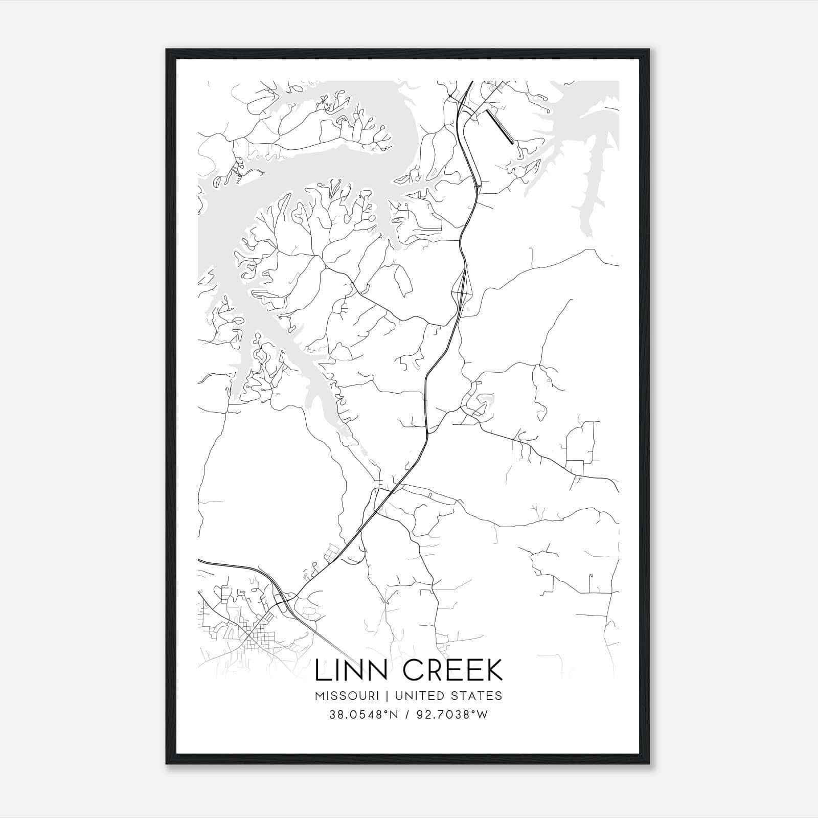 Linn Creek Missouri Map Poster, Modern Home Decor Wall Art Print ...