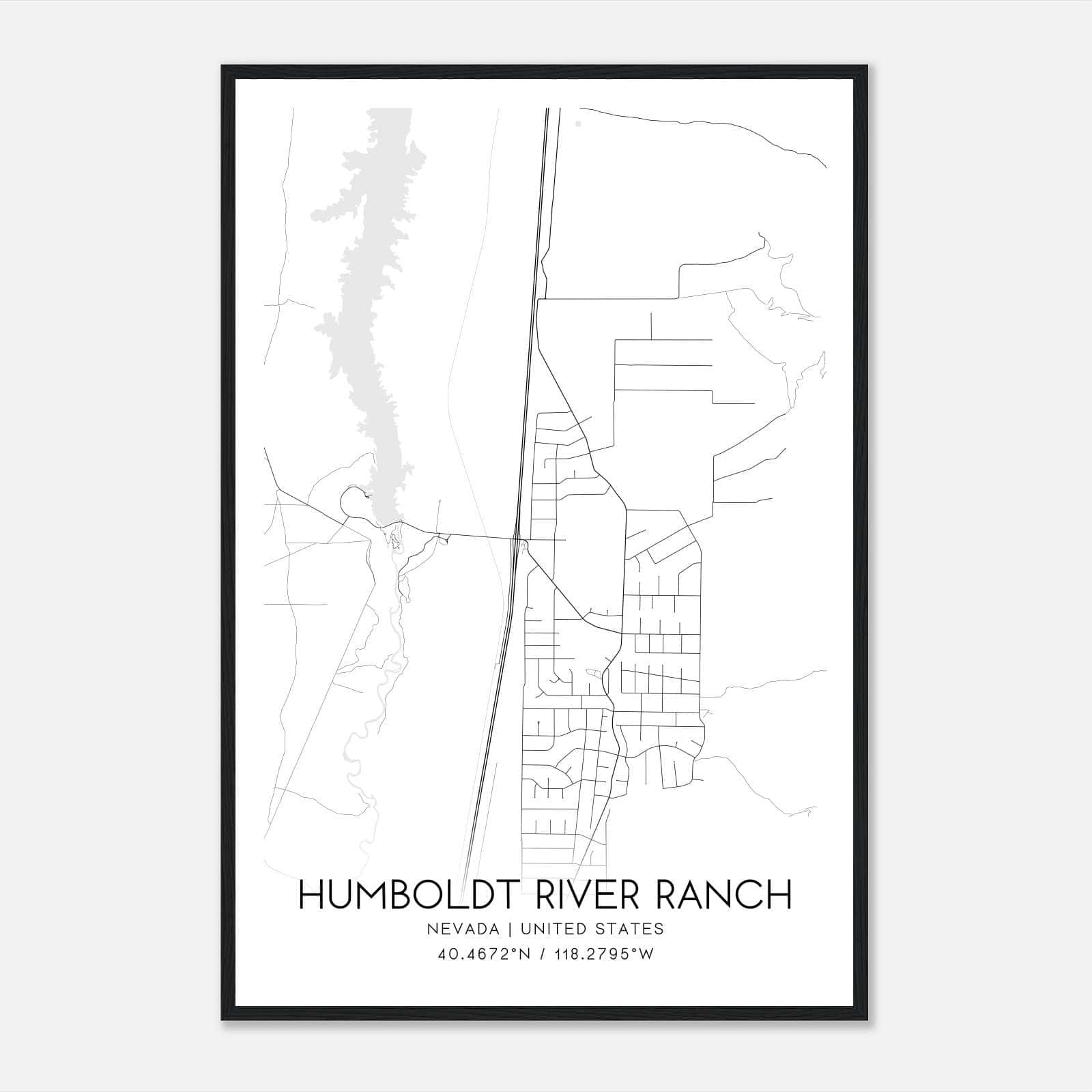 Humboldt River Ranch Nevada Map Poster, Modern Home Decor Wall Art ...
