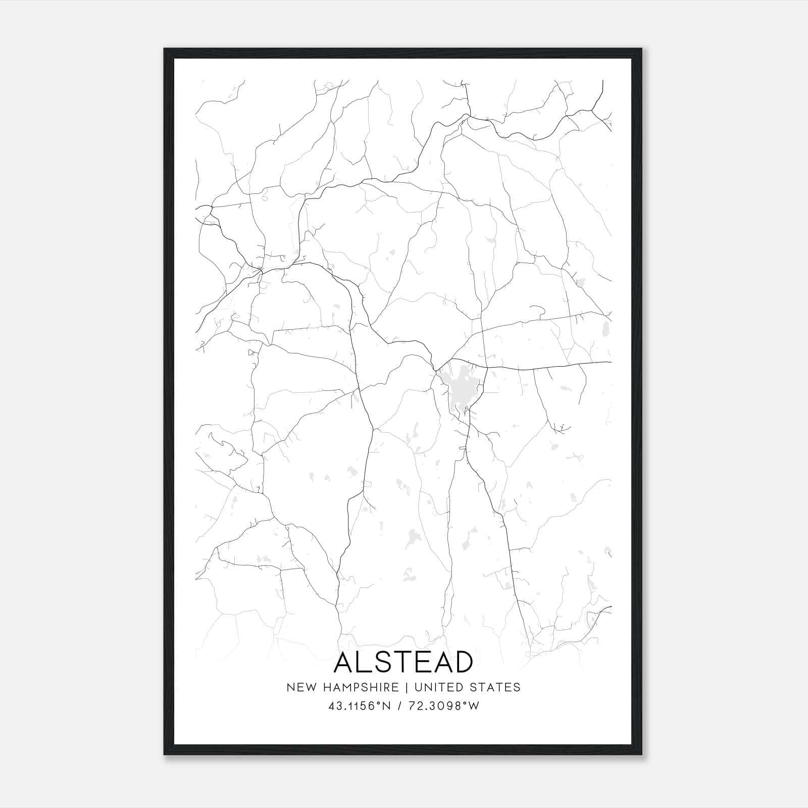 Alstead New Hampshire Map Poster, Modern Home Decor Wall Art Print ...