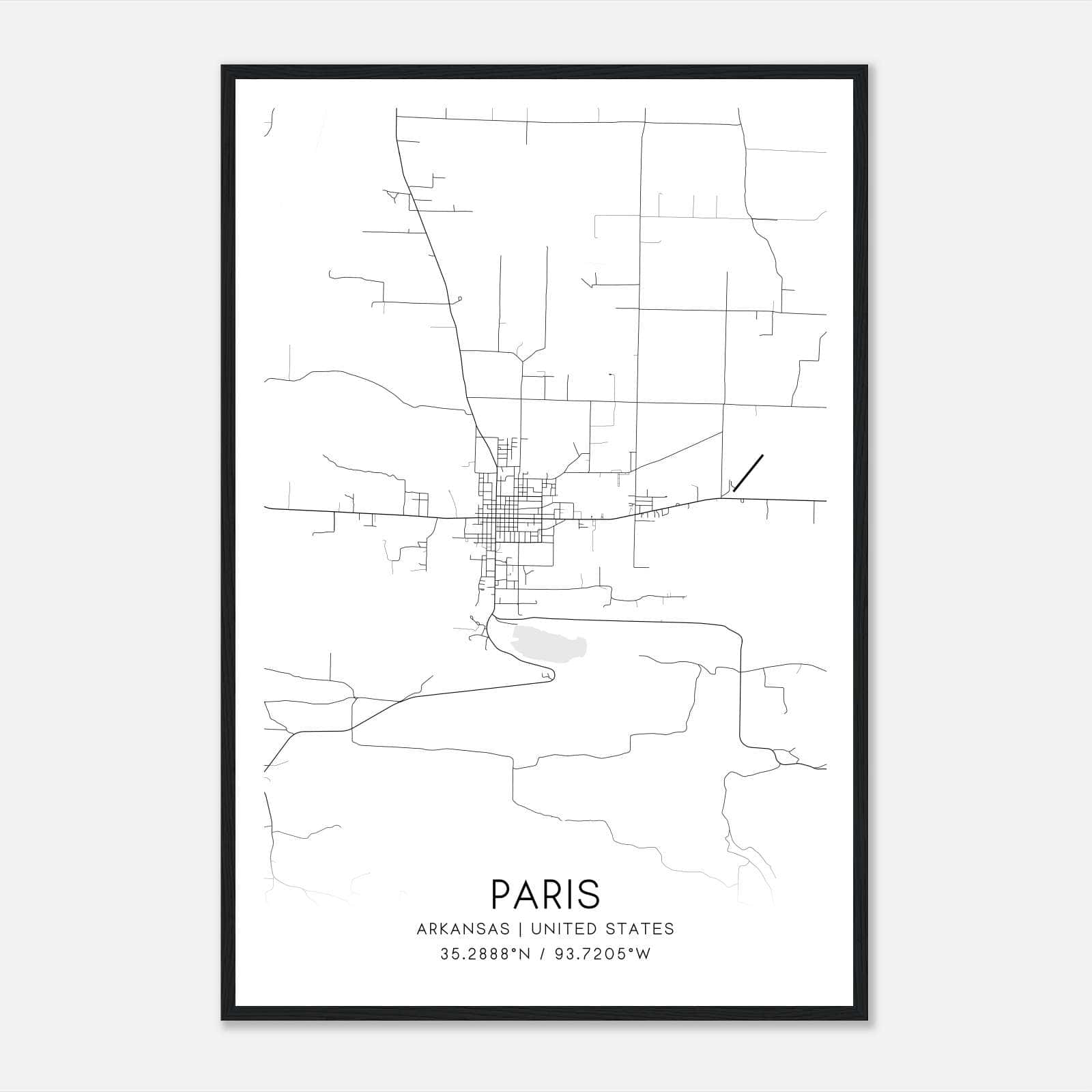 Paris Arkansas Map Poster, Modern Home Decor Wall Art Print - Custom ...