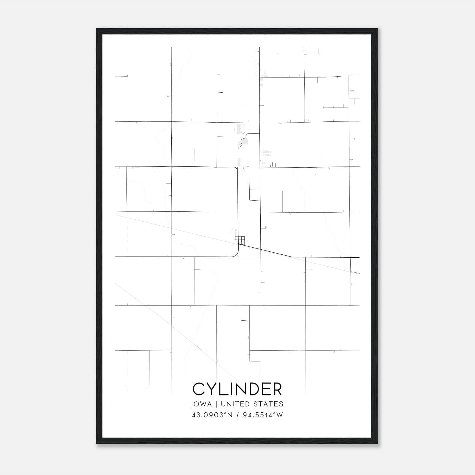 Cylinder Iowa Map Poster, Modern Home Decor Wall Art Print - Custom ...