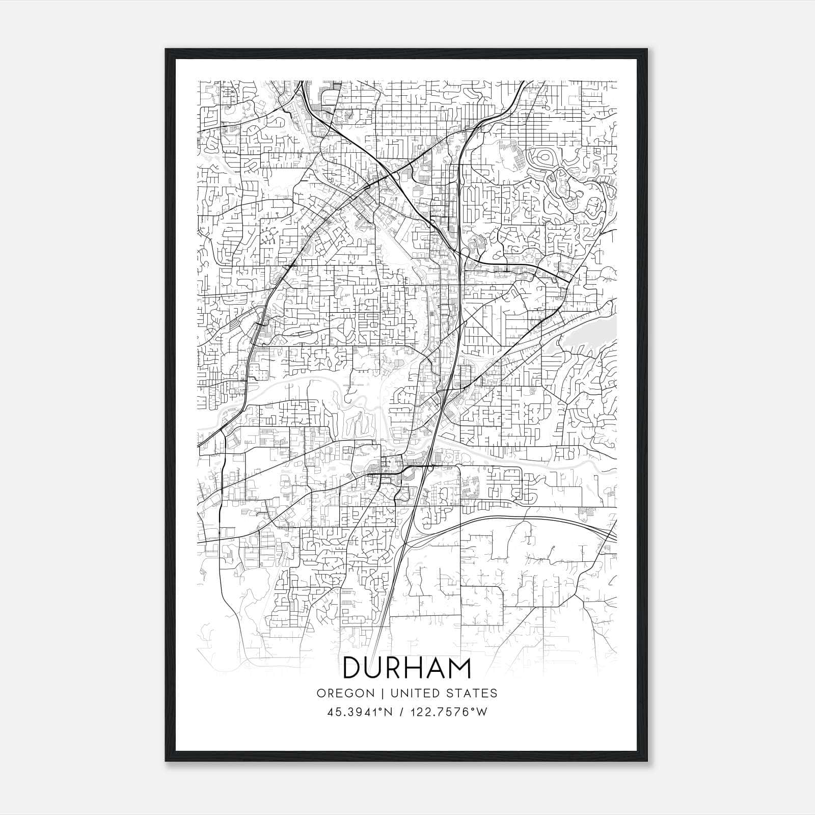 Durham Oregon Map Poster, Modern Home Decor Wall Art Print - Custom ...