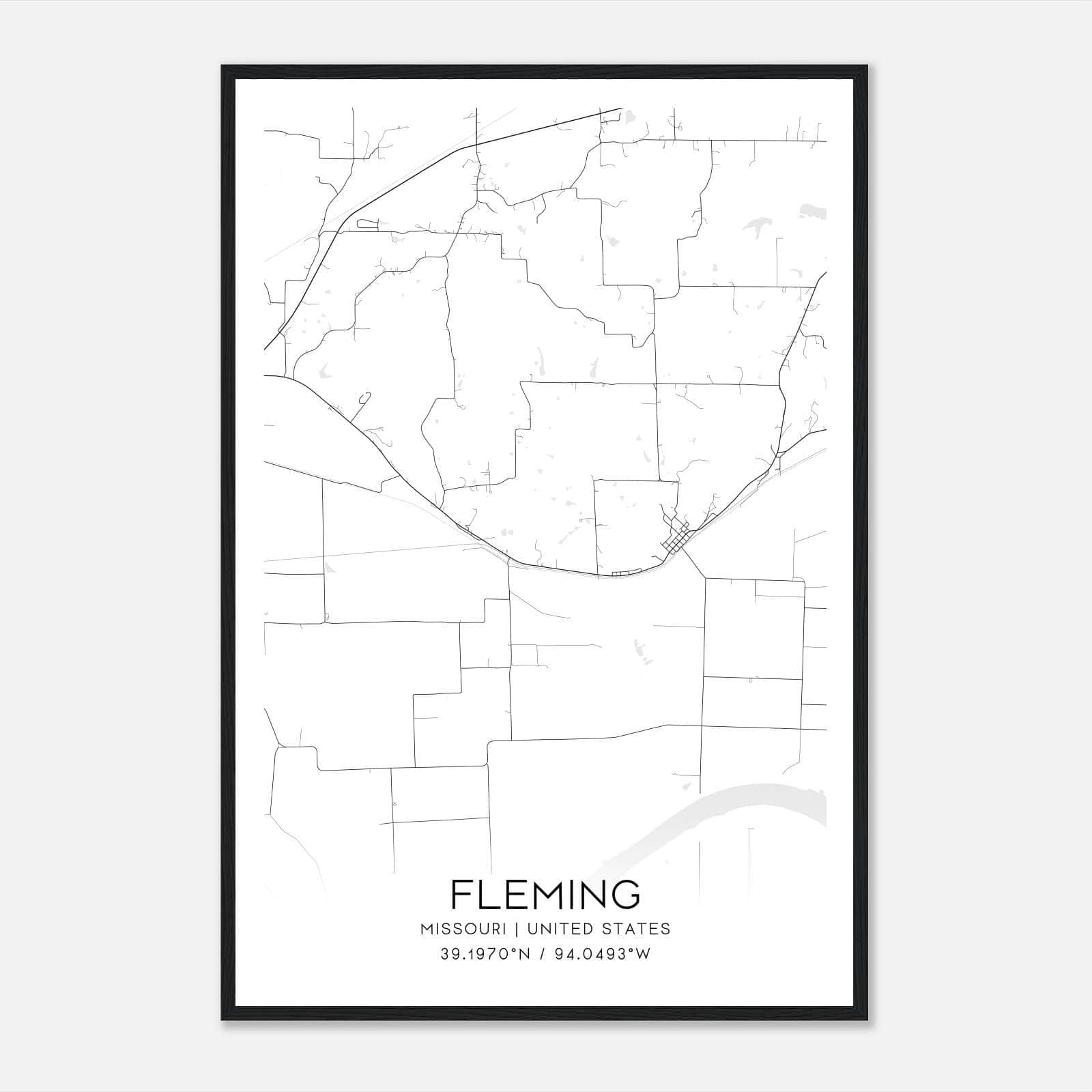 Fleming Missouri Map Poster, Modern Home Decor Wall Art Print - Custom ...
